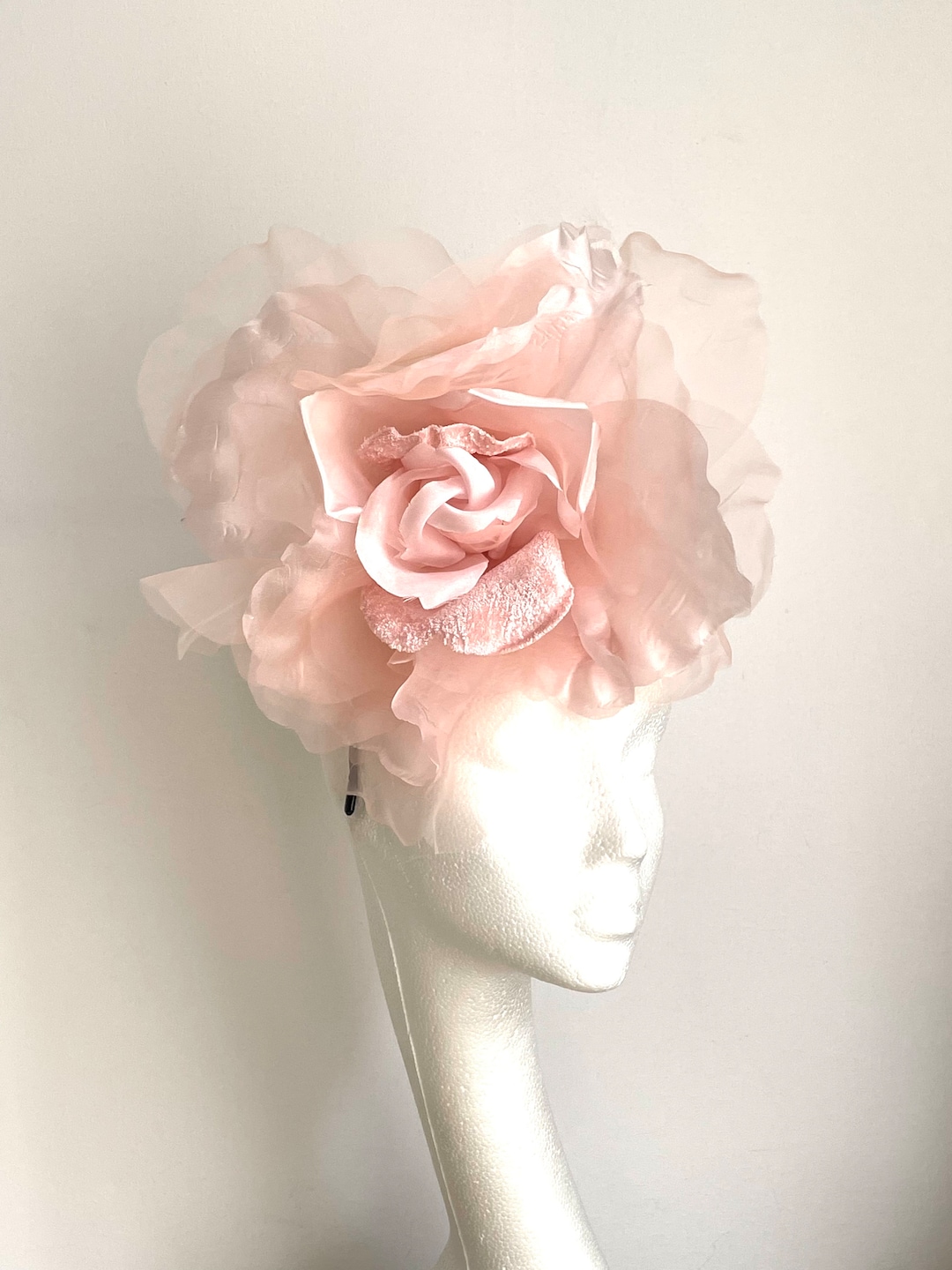 Pink Flower Hat, Soft Pink Mother of Bride Hat, Pink Giant Flower Hat ...