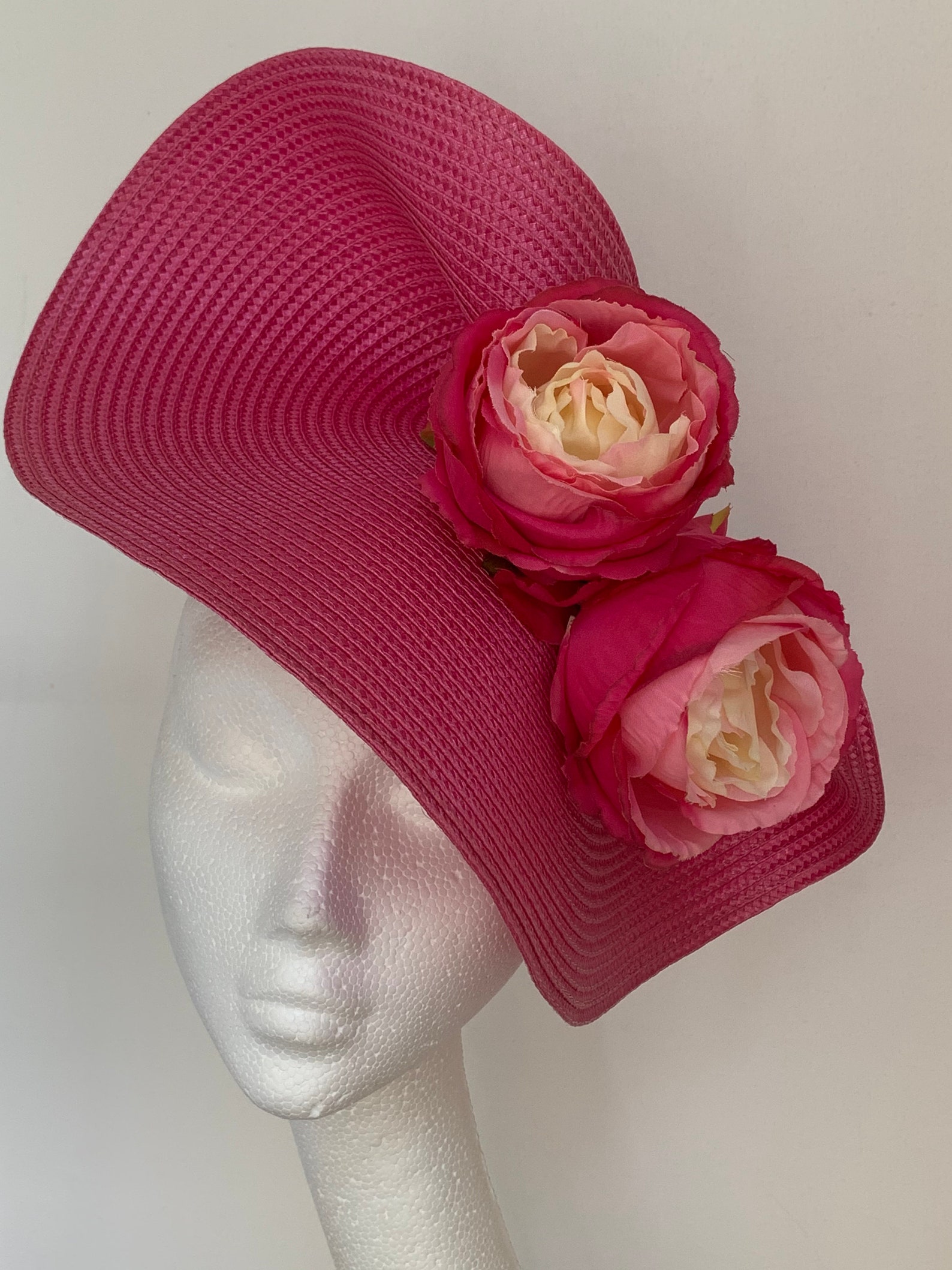 Hot Pink Fascintor Pink English Rose Hat Pink Disc Hat Hot - Etsy UK