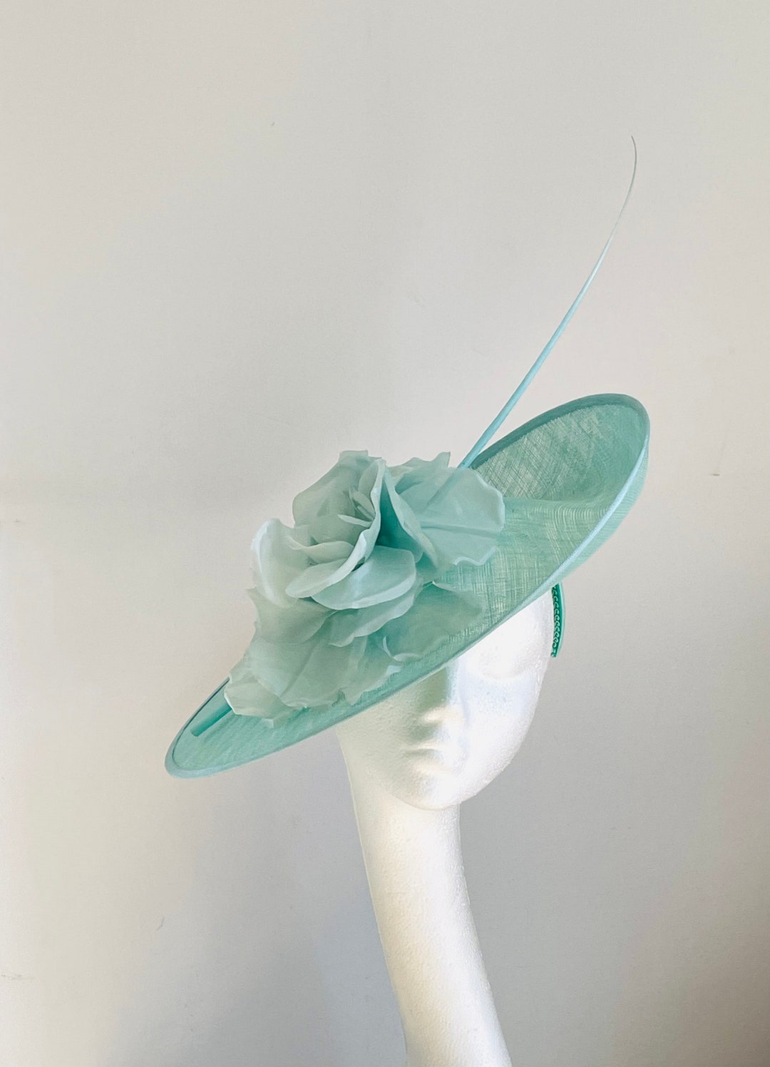 Mint Green Saucer Disc Hat, Mint Green Fascinator Wedding Hat, Aqua ...