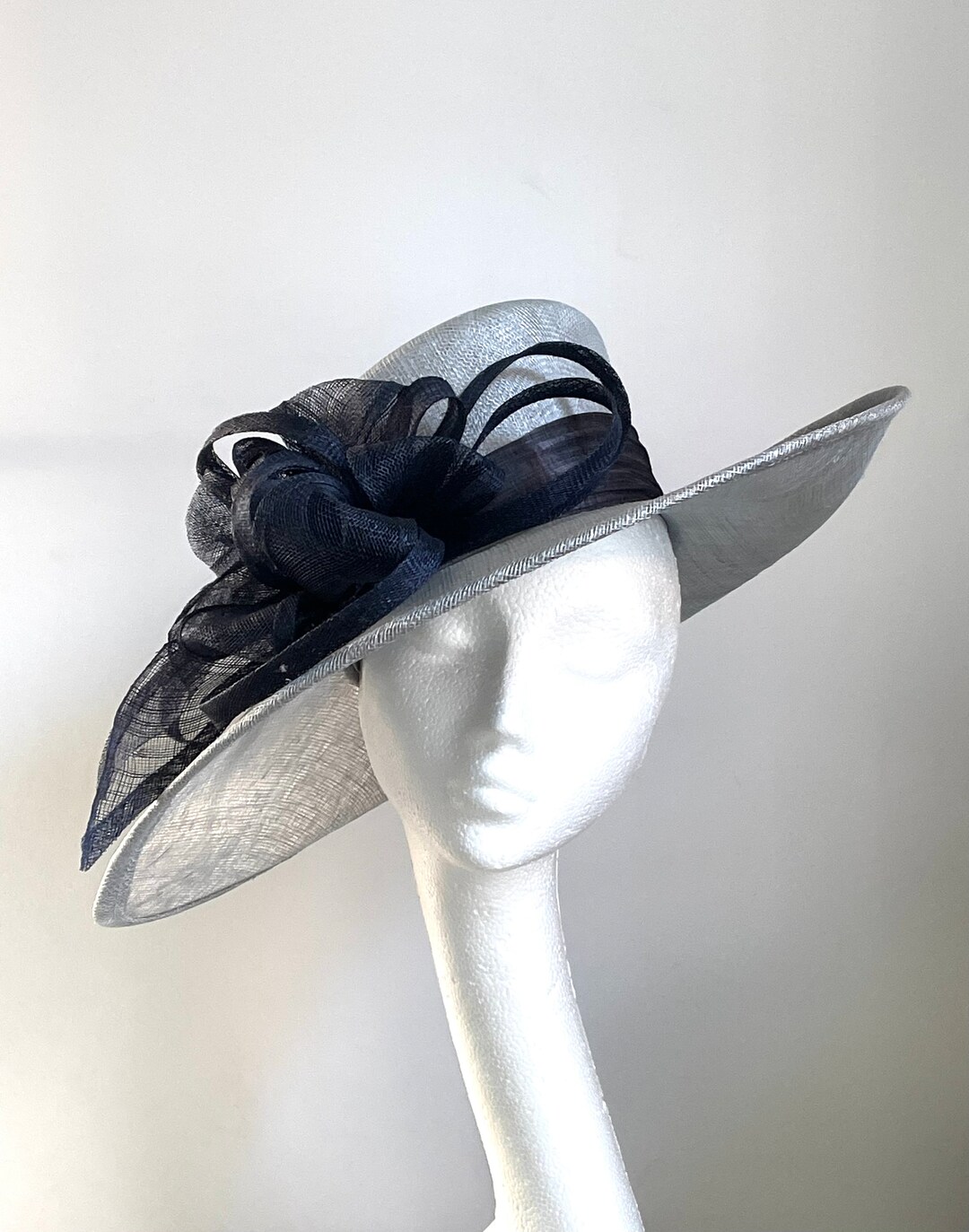 Pale Blue Wide Brim Hat, Light Pale Blue Kentucky Derby Fascinator Hat ...