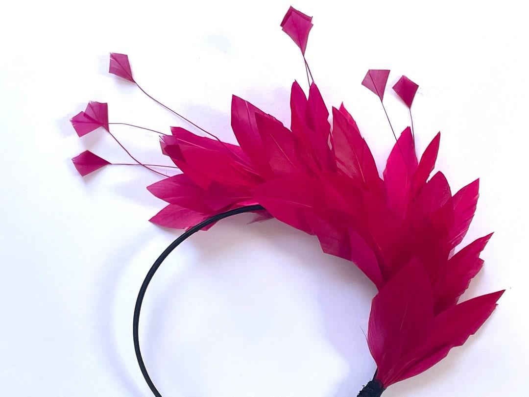 Cerise Feather Fascinator, Cerise Wedding Fascinator, Pink Cerise ...