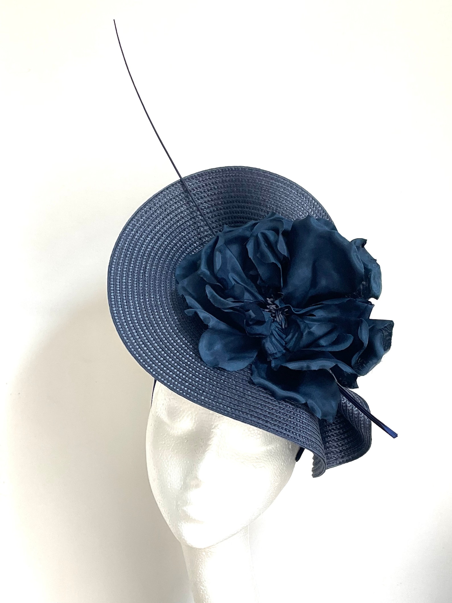 Navy Blue Fascinator, Navy Wedding Hat, Blue Flower Fascinator Hat ...