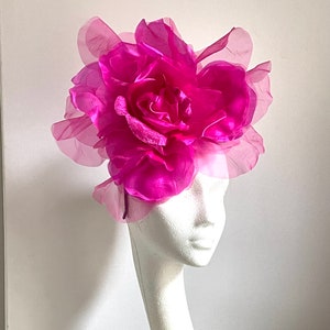 Large Giant Hot Pink Flower Hat, Bright Pink Mother of Bride Hat, Giant ...