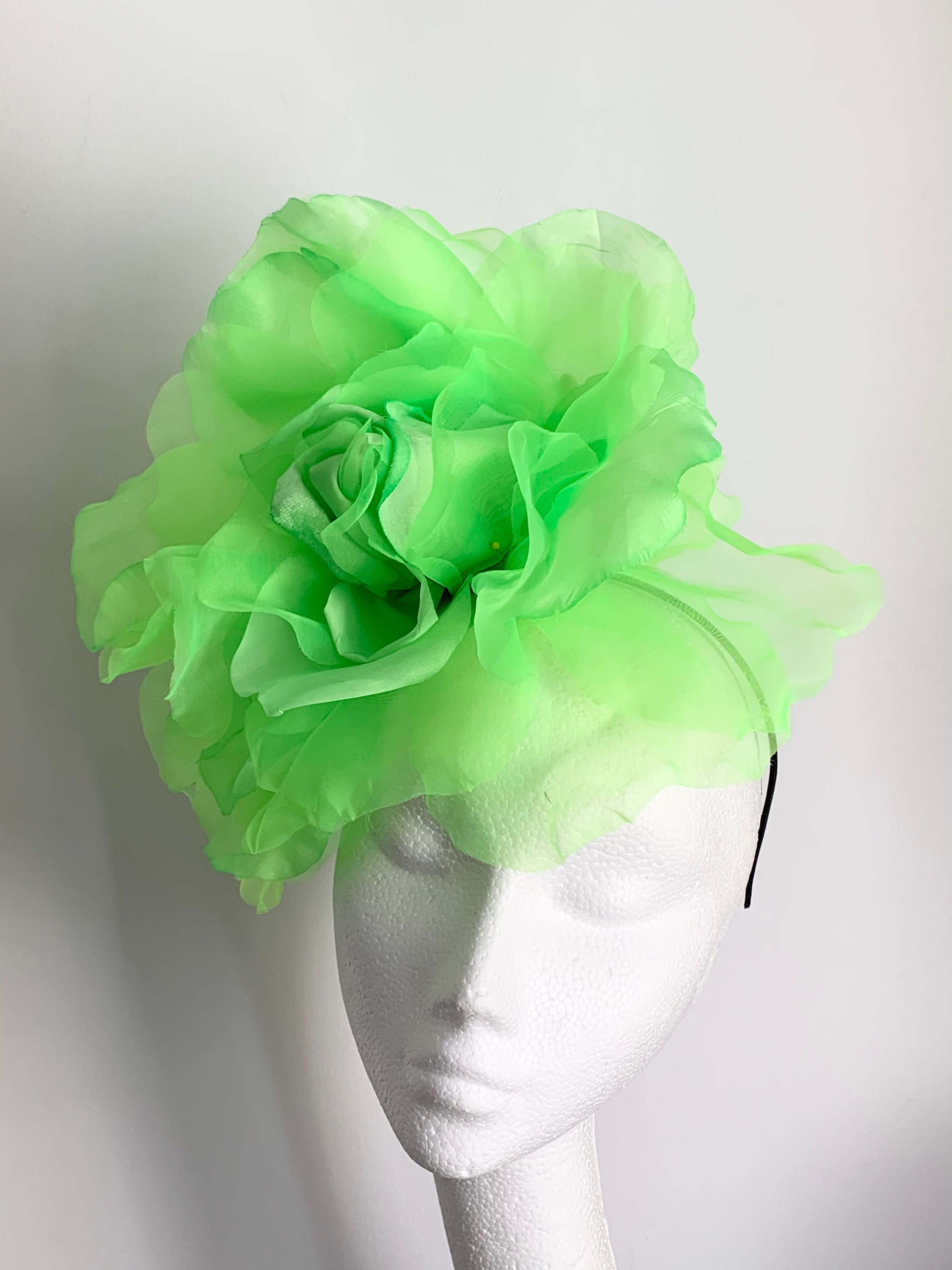 Large Giant Green Flower Hat, Bright Green Mother of Bride Hat, Giant ...