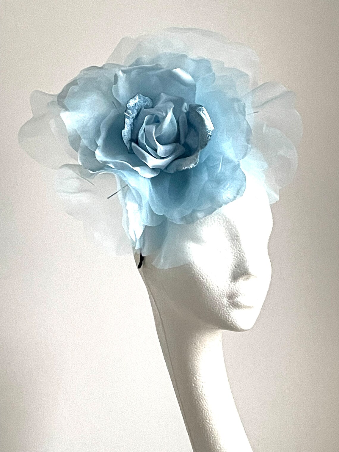 Large Blue Flower Hat, Pale Blue Mother of Bride Hat, Blue Giant Flower ...