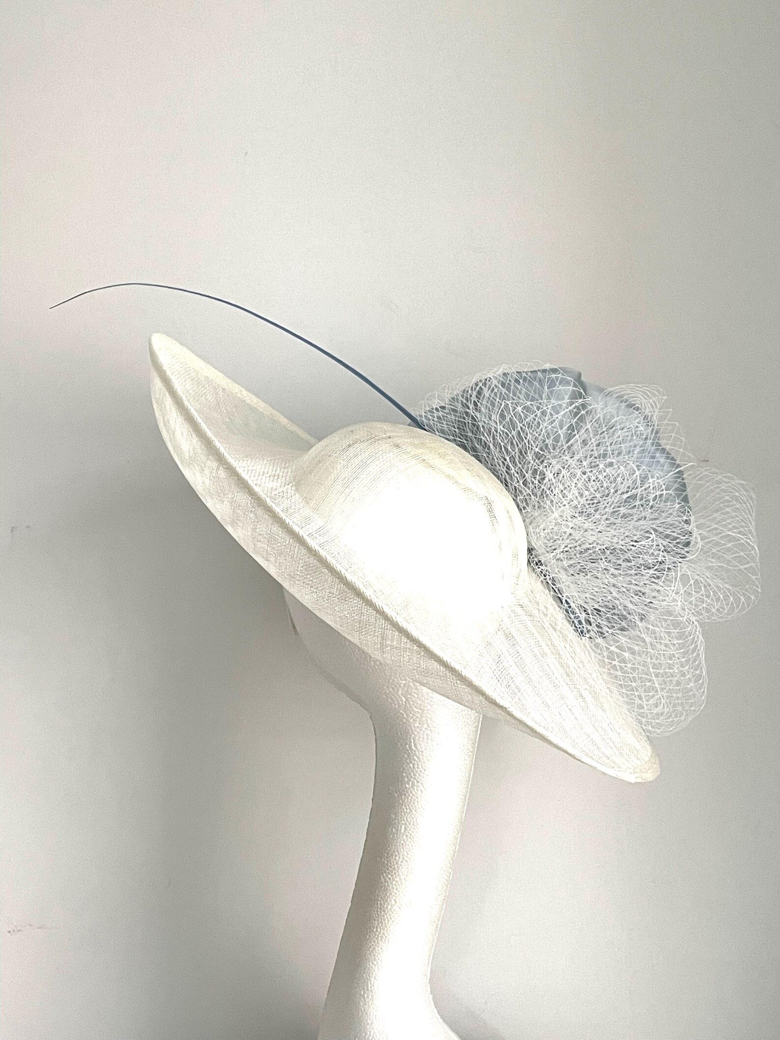 Ivory Royal Ascot Hat, Ivory Pale Blue Fascinator, Ivory Mother of ...