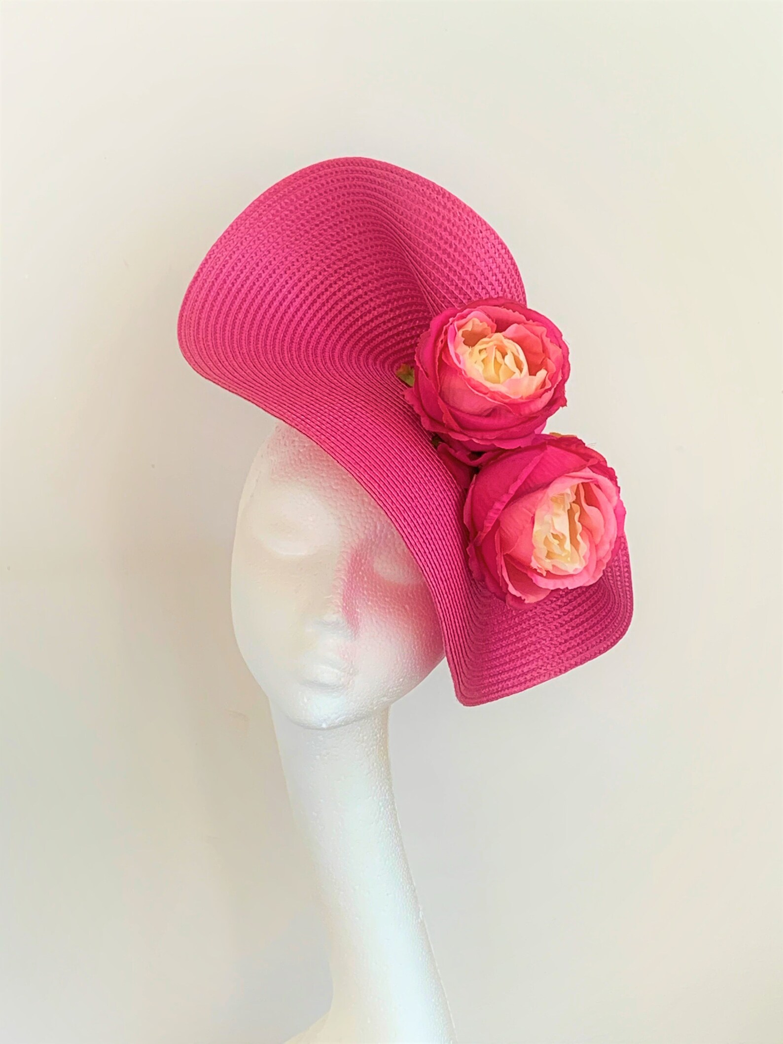 Hot Pink Fascintor Pink English Rose Hat Pink Disc Hat Hot - Etsy UK
