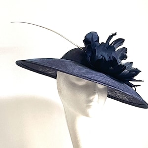 Purple Blue Disc Hat, Purple Gold Mother of the Bride Hat, Navy Bow ...