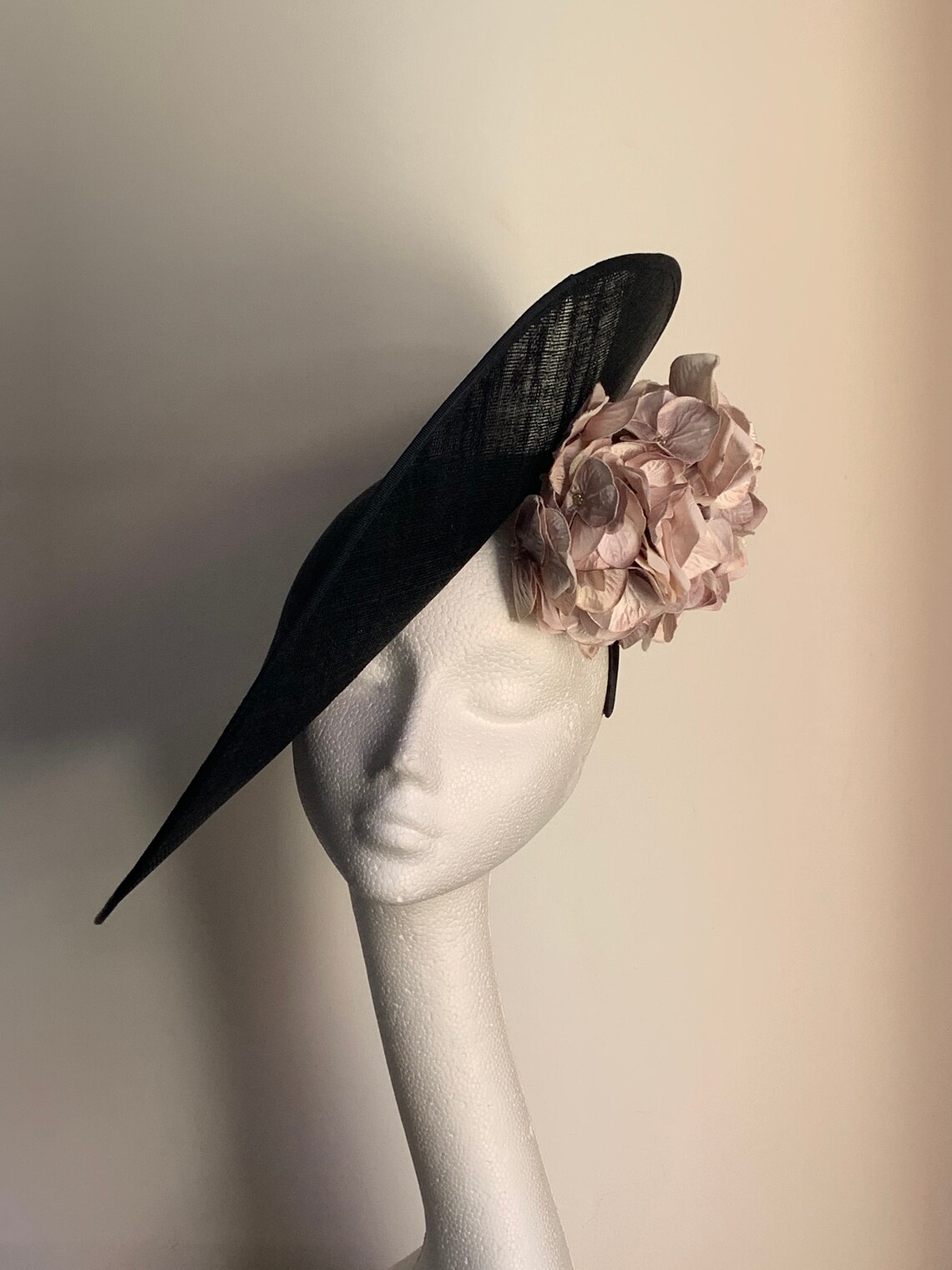 Large black saucer disc hat black mother of the bride hat | Etsy