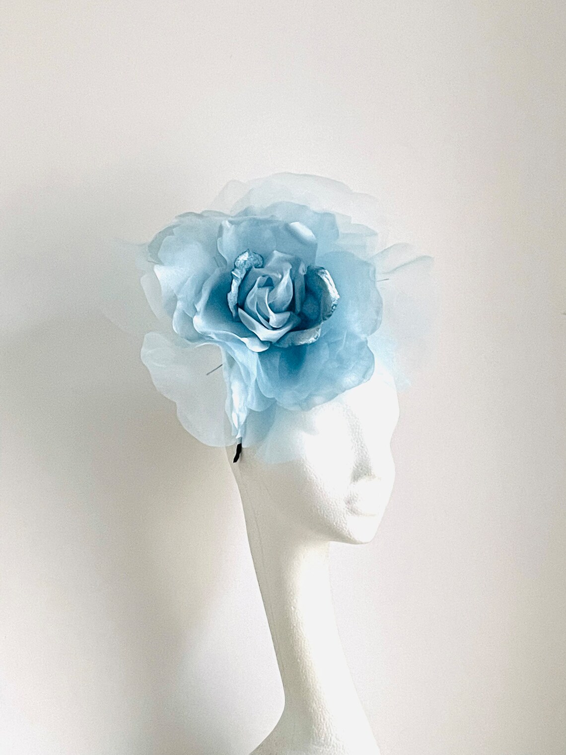 Large Blue Flower Hat, Pale Blue Mother of Bride Hat, Blue Giant Flower ...