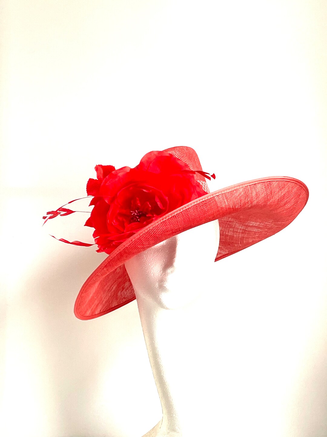 Red Kentucky Derby Hat Red Fascinator Red Flower Wedding - Etsy