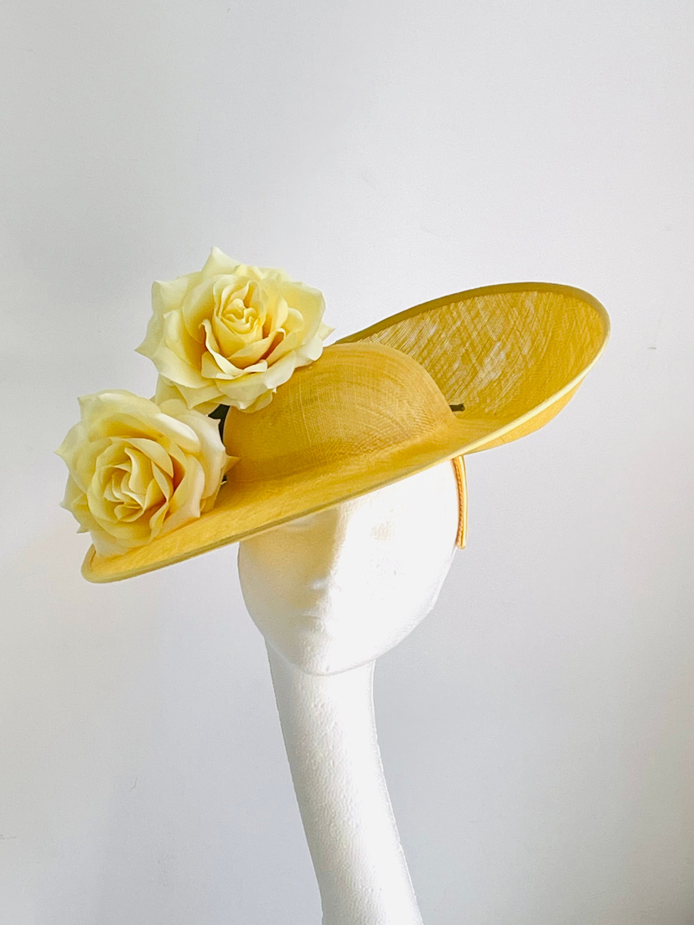 Yellow Royal Ascot Hat, Mother of the Bride Hat, Yellow Fascinator ...