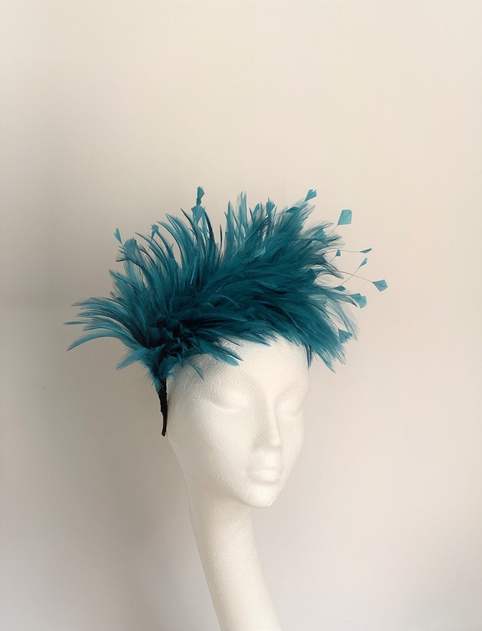 Teal Green Fascinator Teal Green Blue Feather Fascinator - Etsy UK