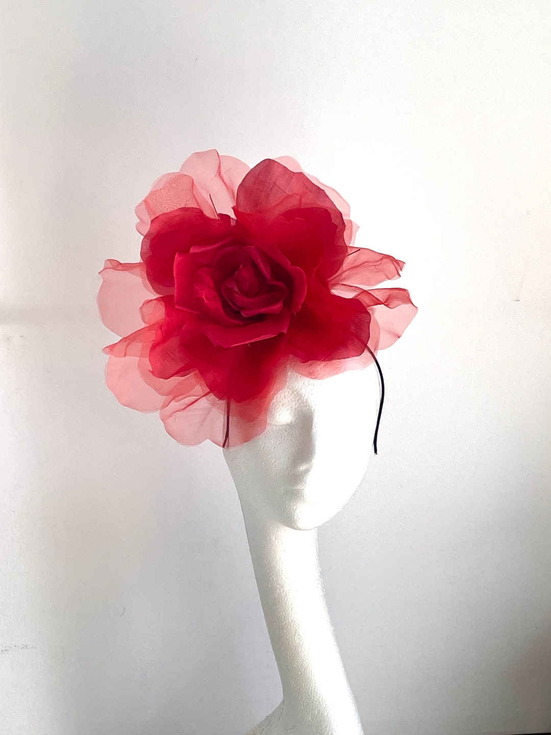 Red Flower Hat, Giant Red Mother of Bride Hat, Giant Flower Hatinator ...