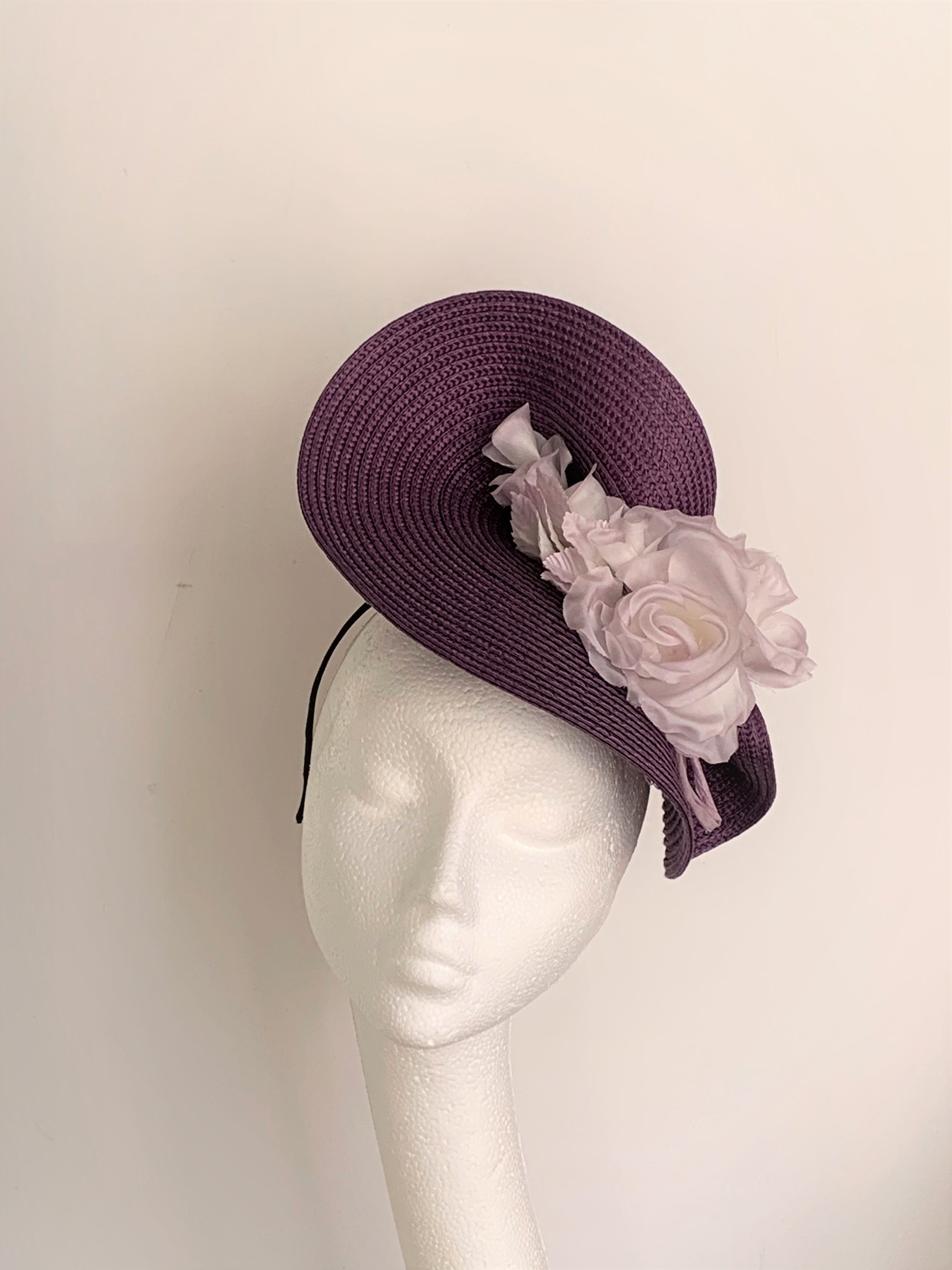 Violet Disc Hat, Purple Wedding Hat, Violet Royal Ascot Fascinator Hat ...