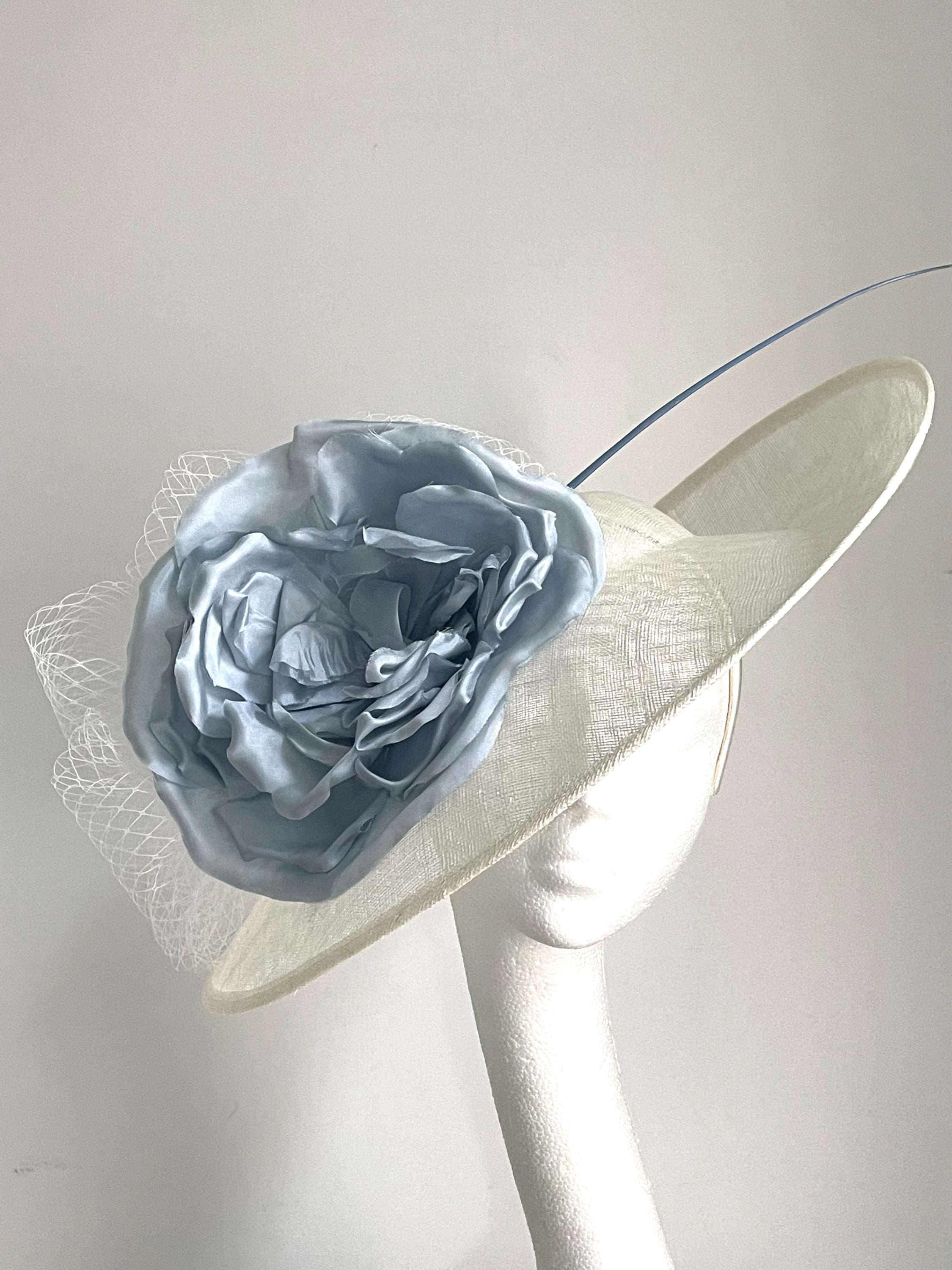 Ivory Royal Ascot Hat, Ivory Pale Blue Fascinator, Ivory Mother of ...