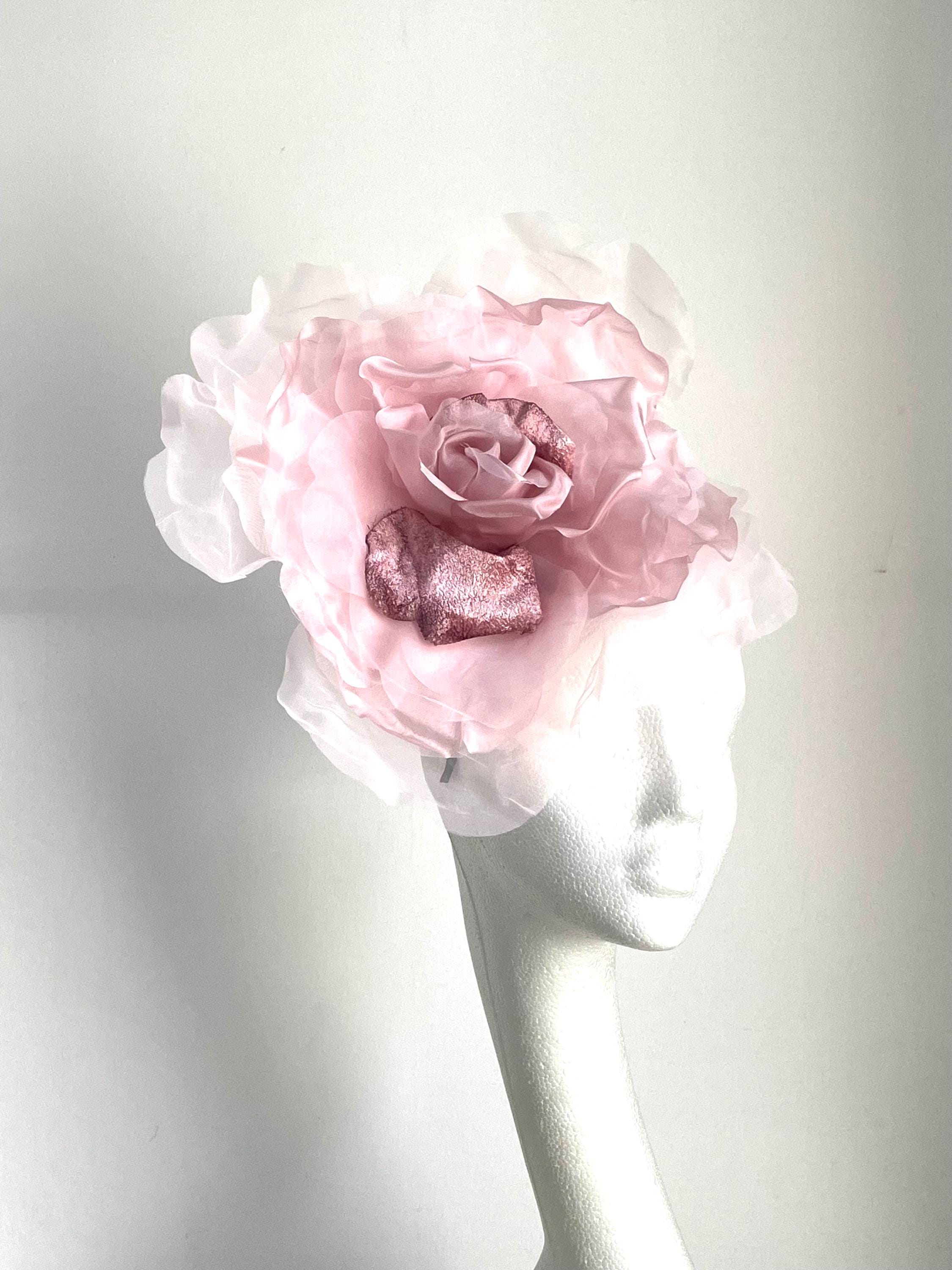 Pink Flower Hat, Soft Pink Mother of Bride Hat, Pink Giant Flower Hat ...