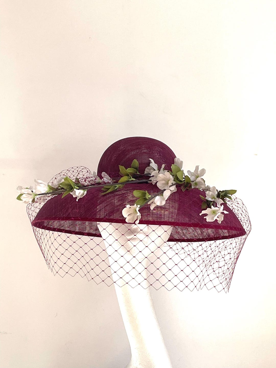 Plum Wide Brim Hat, Mauve Mother of the Bride Hat, Plum Hat Large Mauve ...