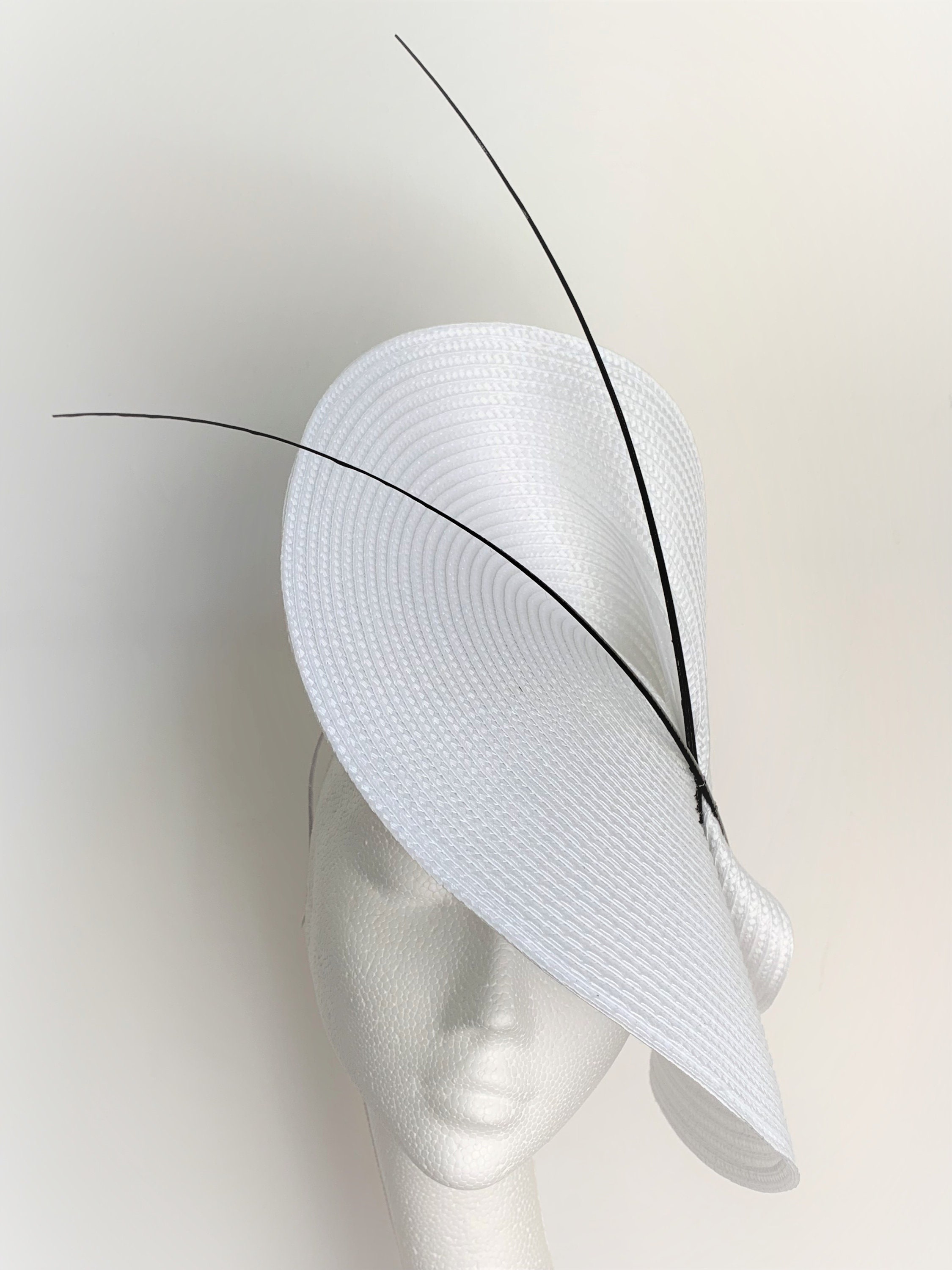 White hat White Saucer Disc Hat Fascinator Headpiece Wedding | Etsy