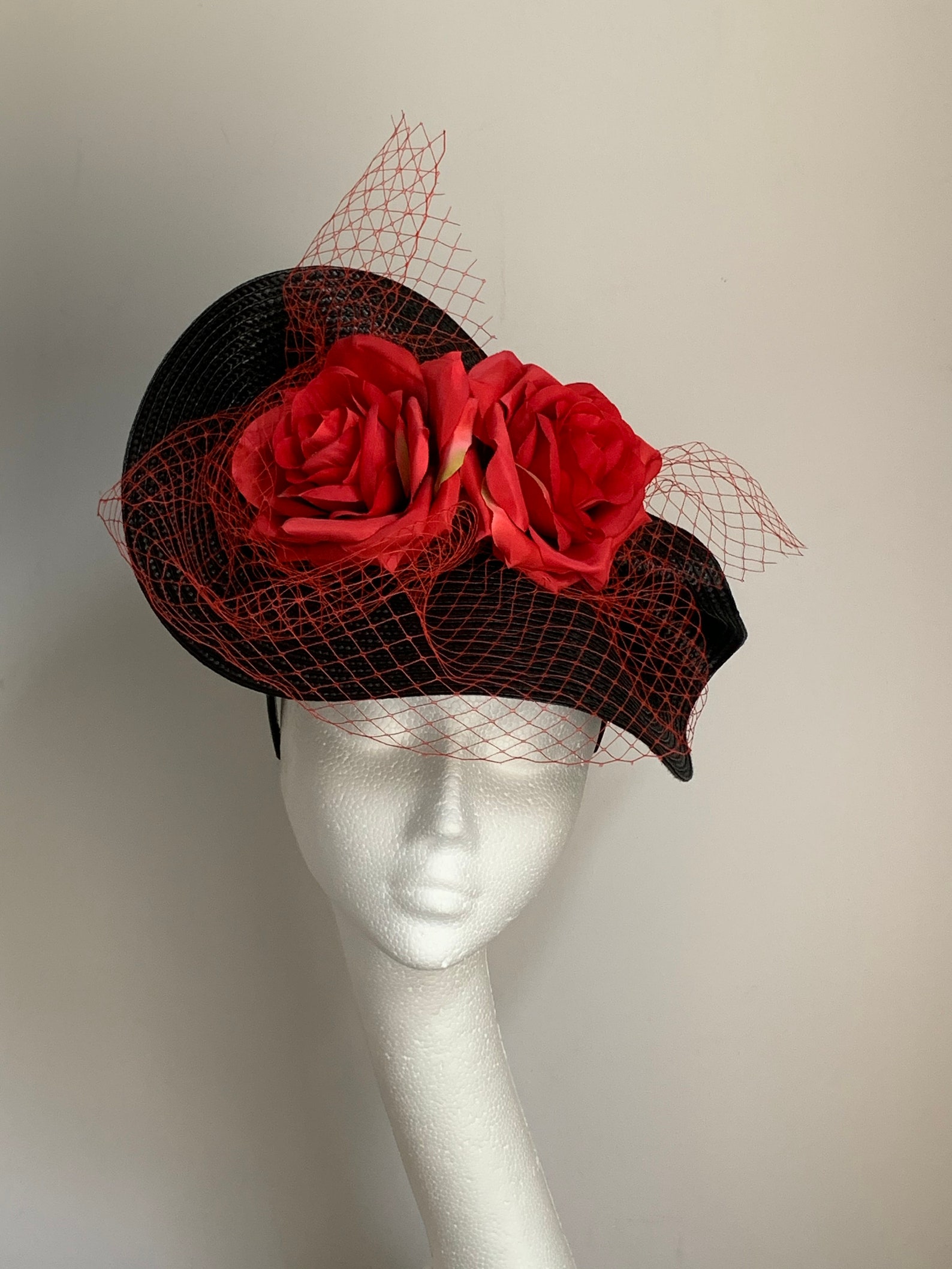 Black Red Hat, Black Red Fascinator, Black Red Hat Wedding Ascot Derby ...