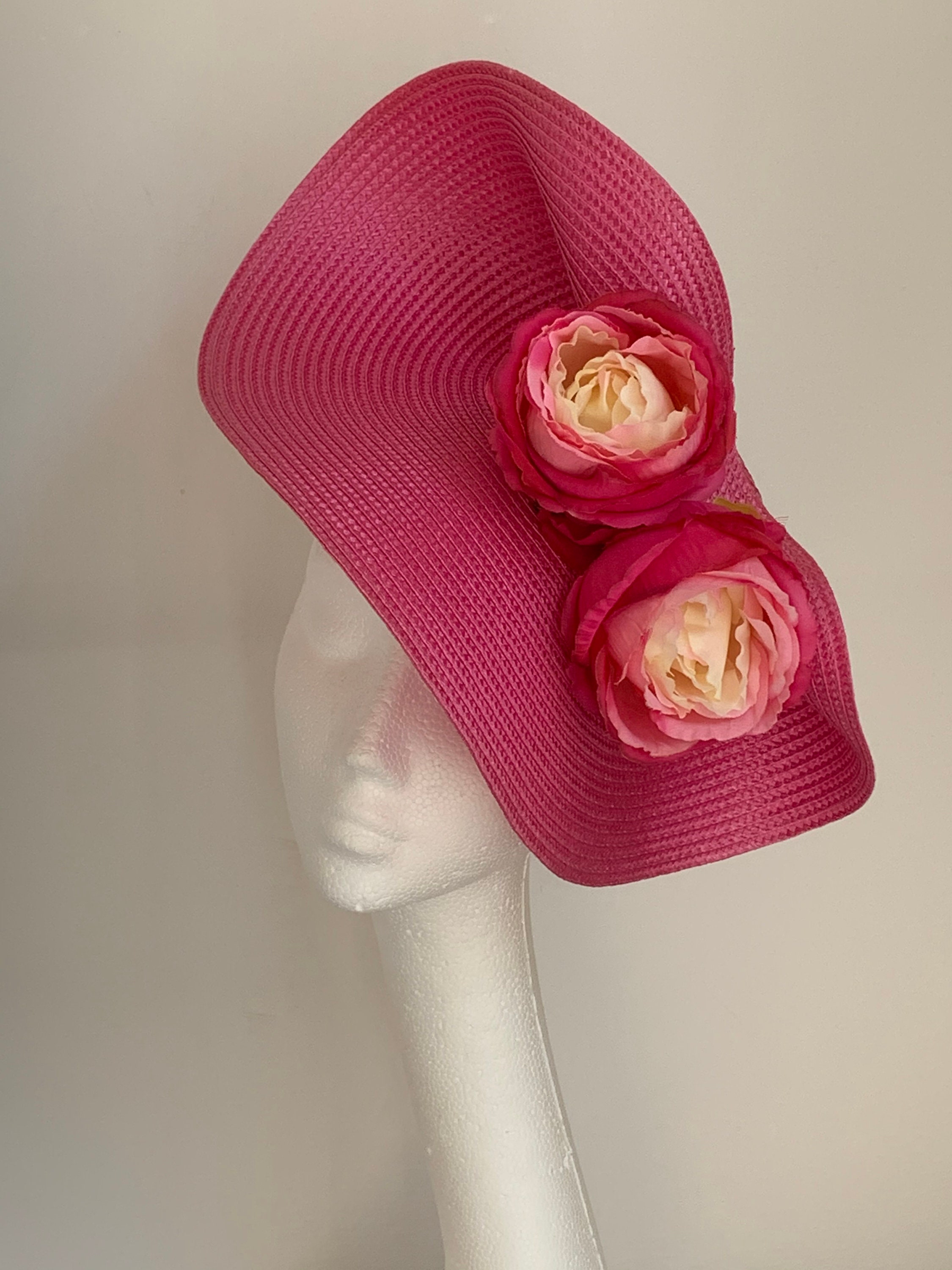Hot Pink Fascintor Pink English Rose Hat Pink Disc Hat Hot - Etsy UK