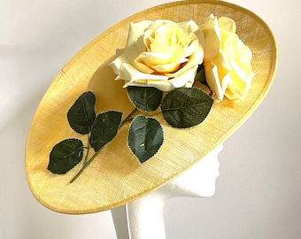 Yellow Royal Ascot Hat, Mother of the Bride Hat, Yellow Fascinator ...