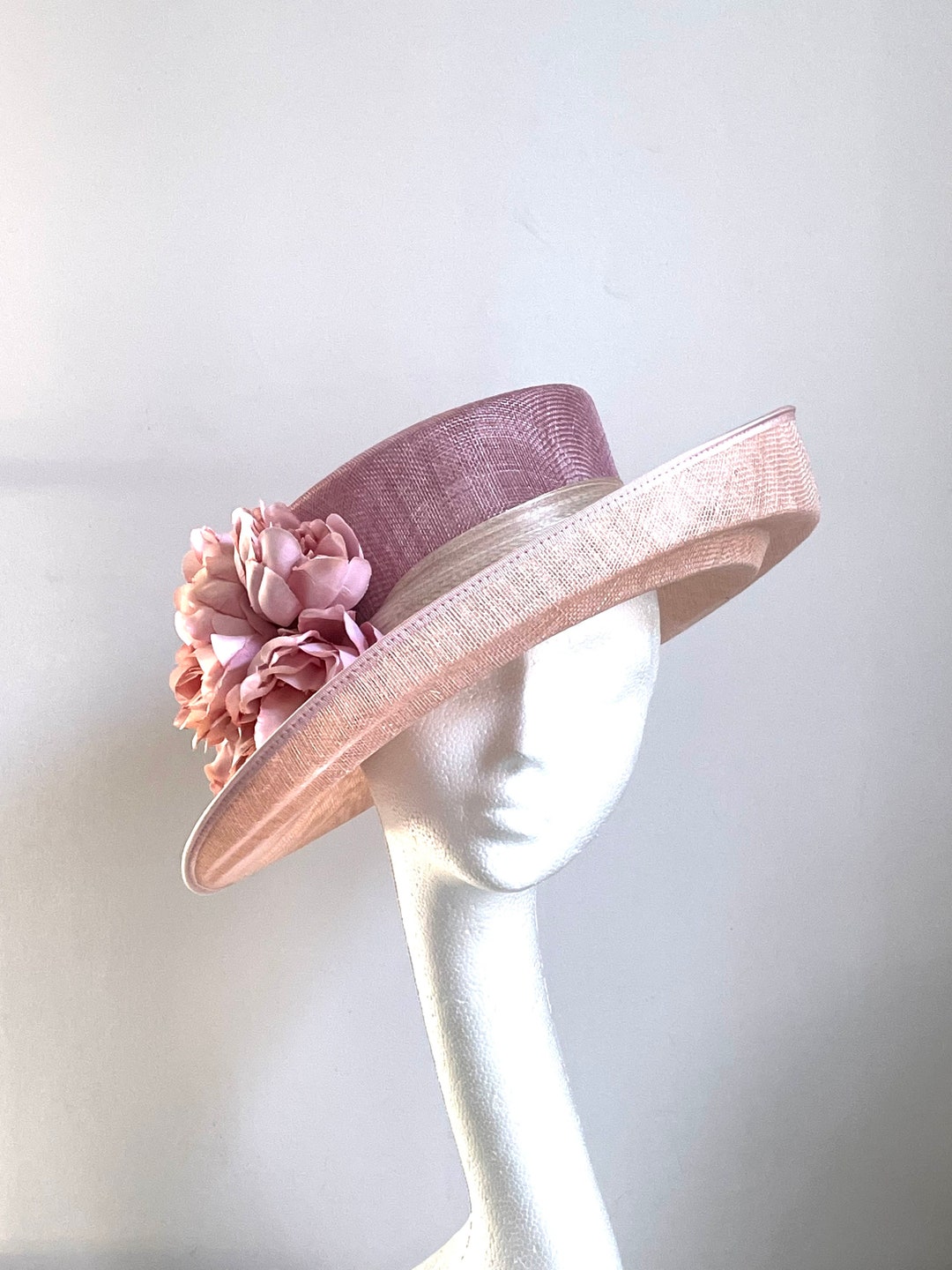 Pale Pink Wide Brim Hat, Pale Pink Mother of the Bride Hat, Pink ...