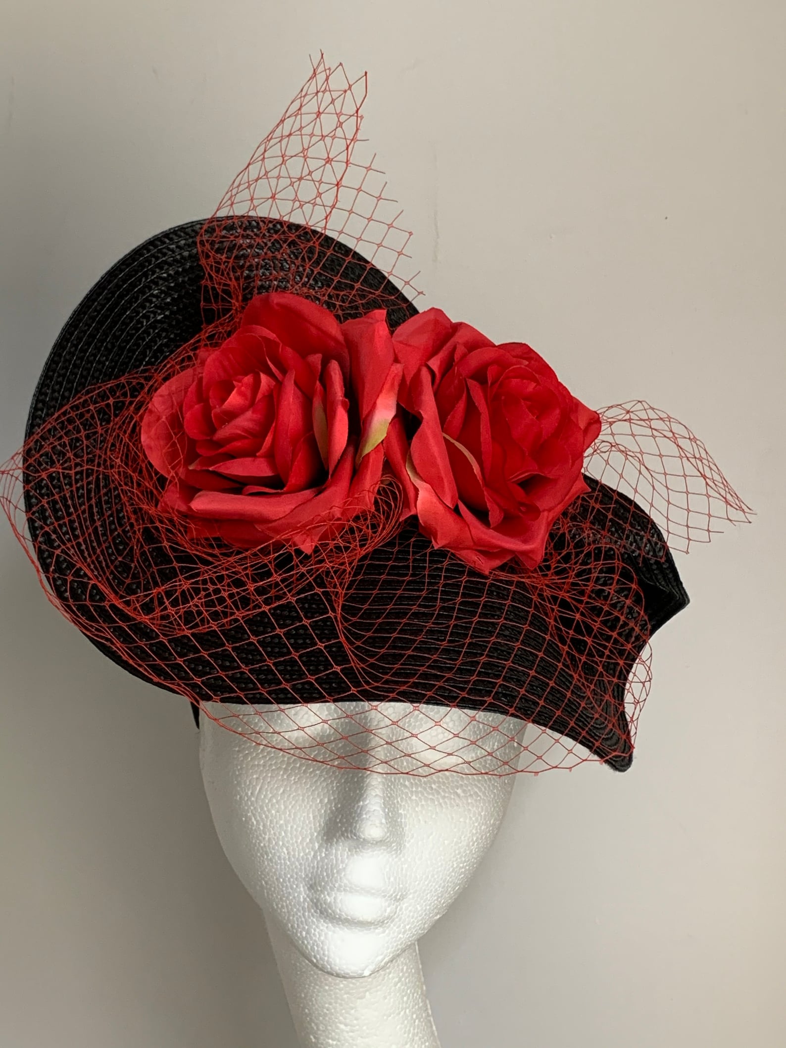 Black Red Hat Black Red Fascinator Black Red Hat Wedding - Etsy