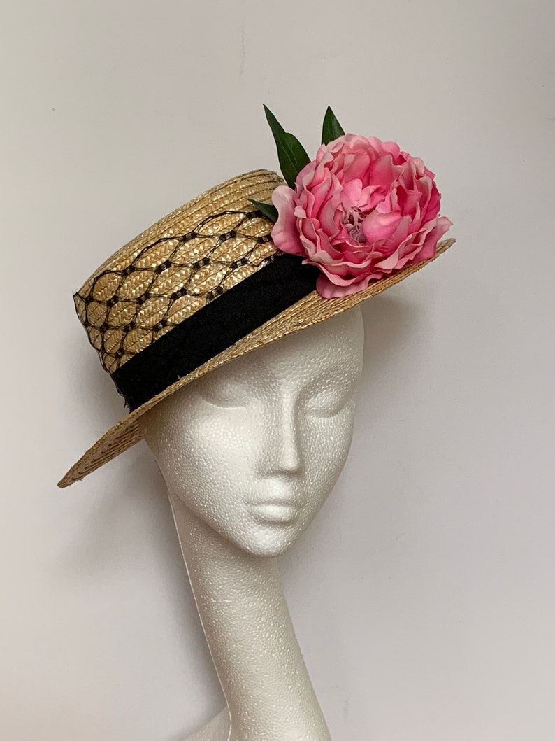 Straw Hat Flower Straw Hat Kentucky Derby Straw Hat Ascot - Etsy UK