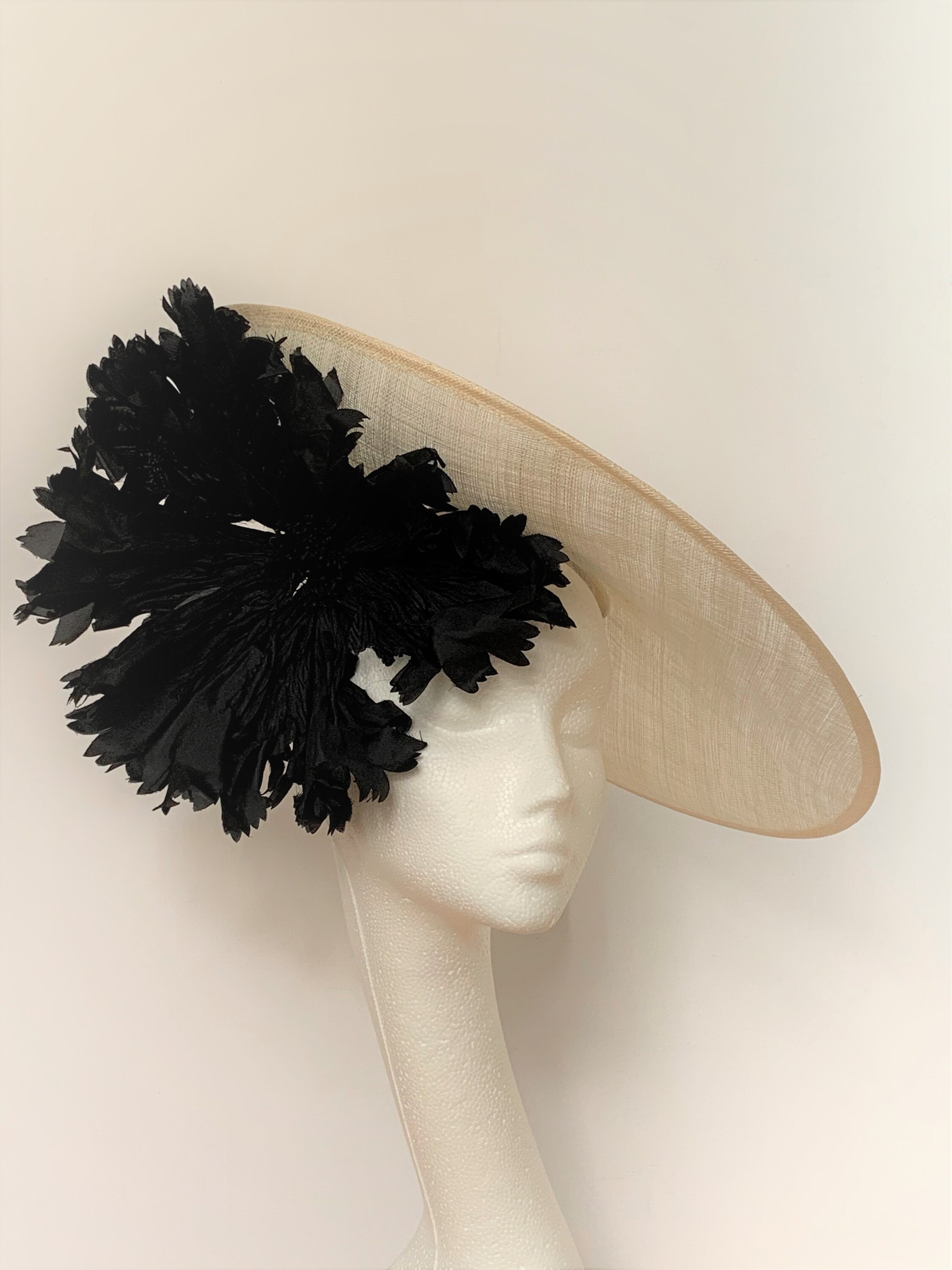 Large White Saucer Disc Hat, Mother of the Bride Hat, Ivory Fascinator ...