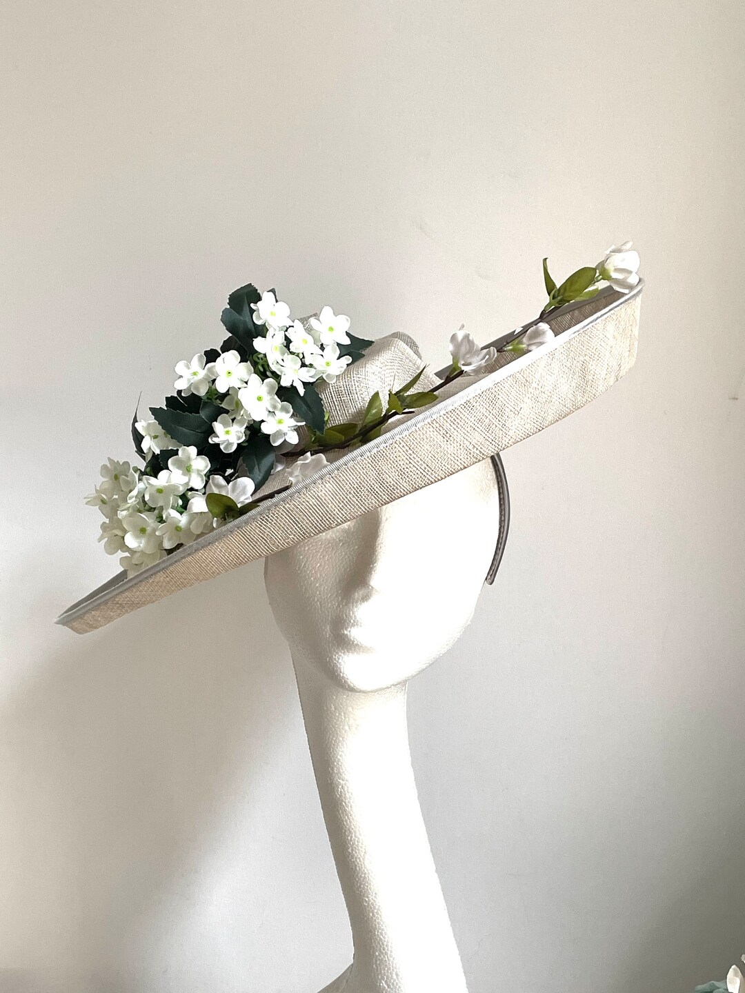 Silver Grey Saucer Disc Hat, Silver Fascinator Wedding Hat, Silver ...