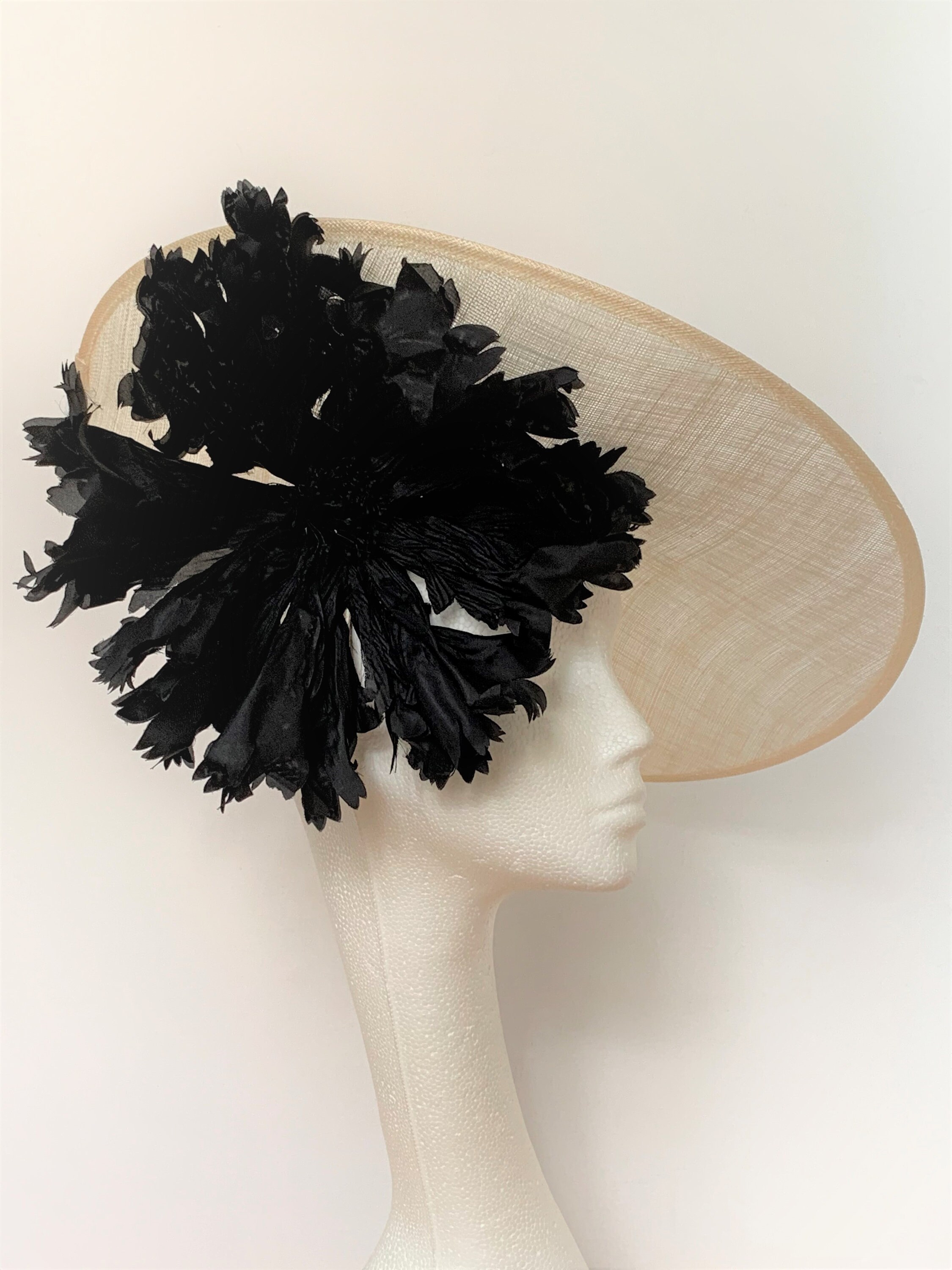 Large White Saucer Disc Hat, Mother of the Bride Hat, Ivory Fascinator ...