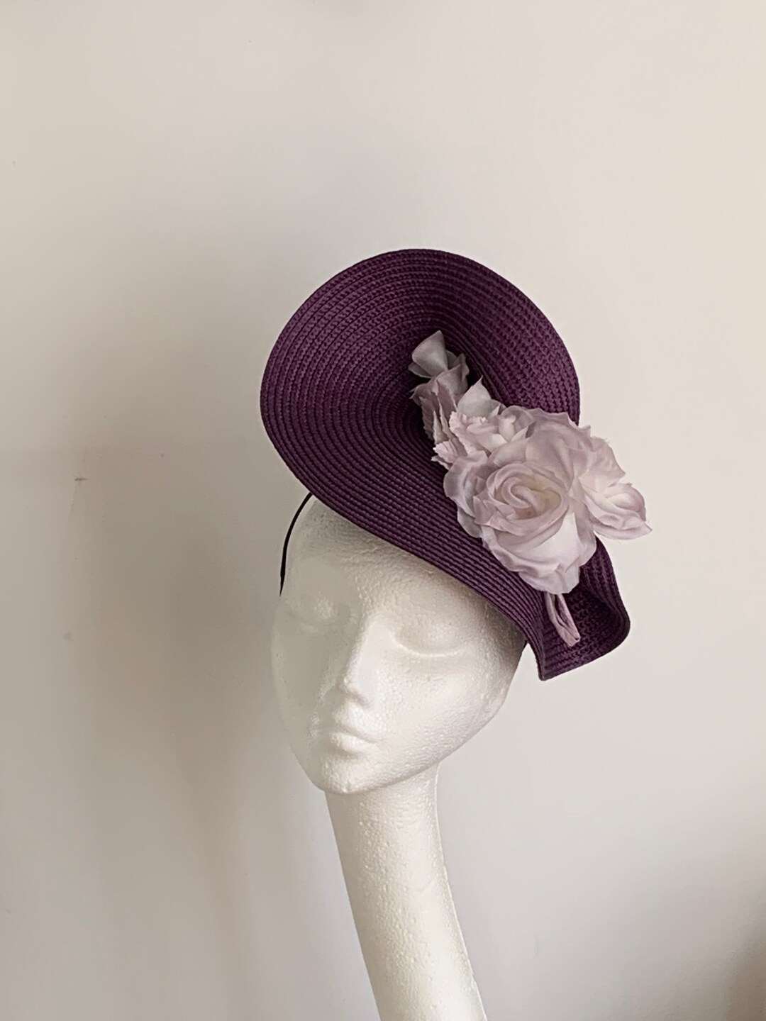 Violet Disc Hat, Purple Wedding Hat, Violet Royal Ascot Fascinator Hat ...