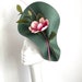 Bottle Green Magnolia Hat, Forest Green Magnolia Fascinator, Green Pink ...
