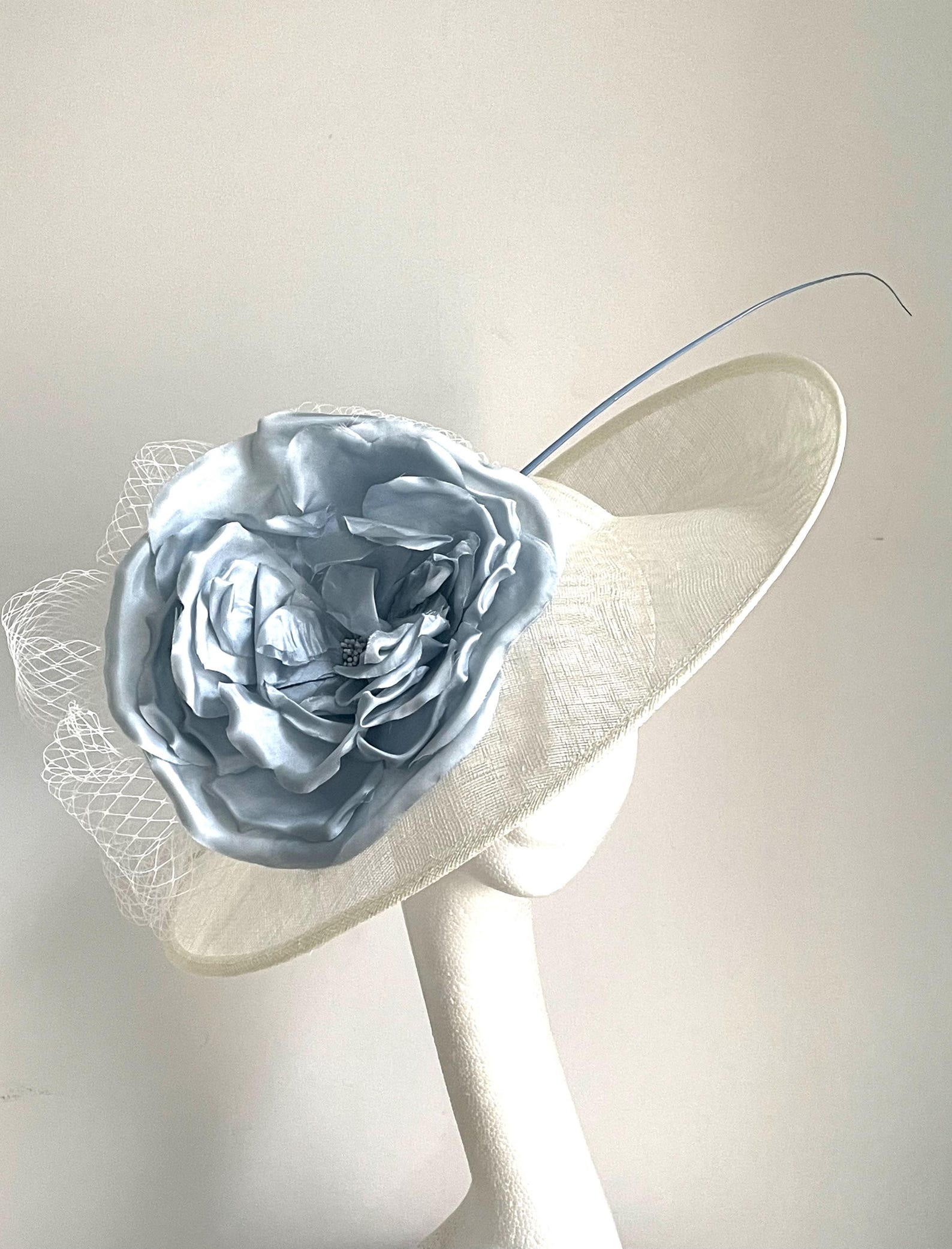 Ivory Royal Ascot Hat, Ivory Pale Blue Fascinator, Ivory Mother of ...