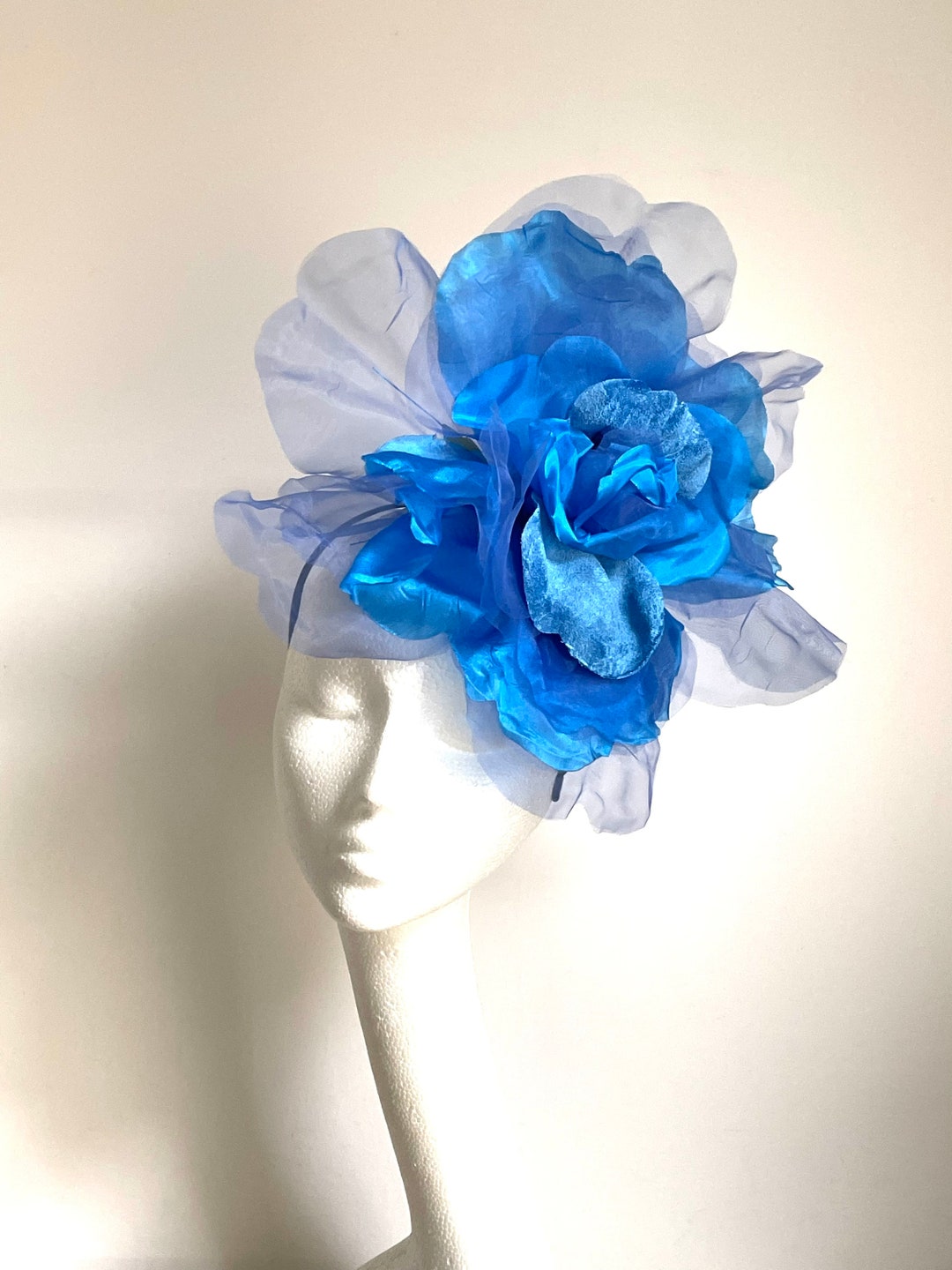 Large Blue Flower Hat,blue Mother of Bride Hat, Giant Flower Fascinator ...
