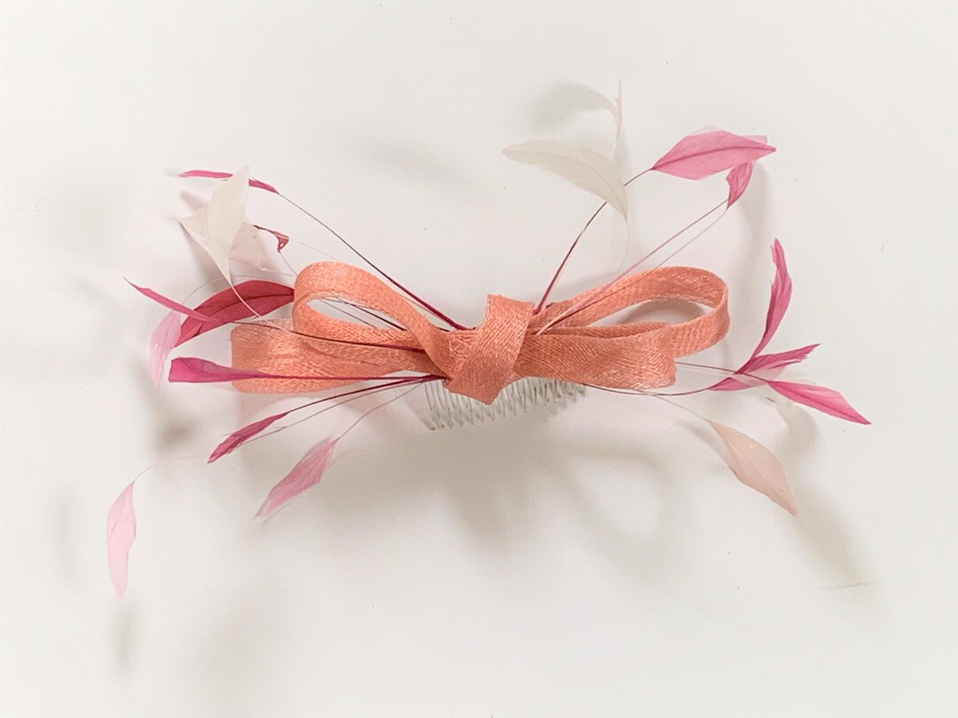 Light Pink Fascinator, Bright Pink Feather Wedding Headpiece, Pale Pink ...