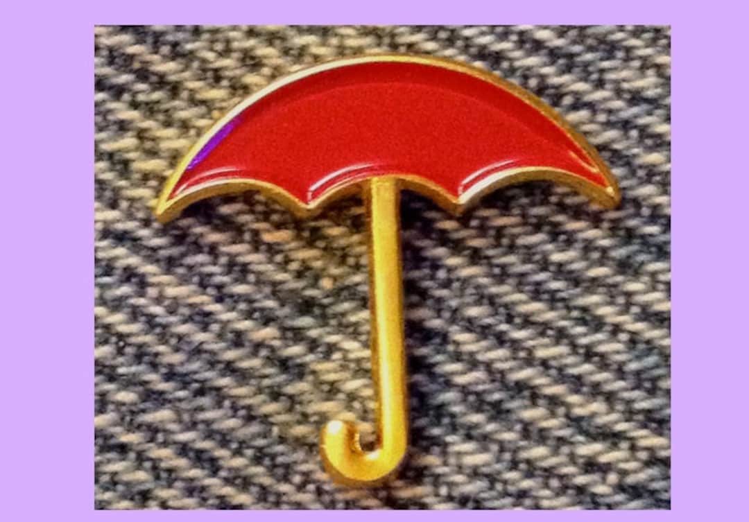Umbrella Pin ~ Red With Gold Tone~ 90's Vintage - Etsy