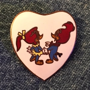 Splinter & Knothead Brooch Pin ~ Heart ~ 1977 Vintage ~ Cartoon ~ Woody ...