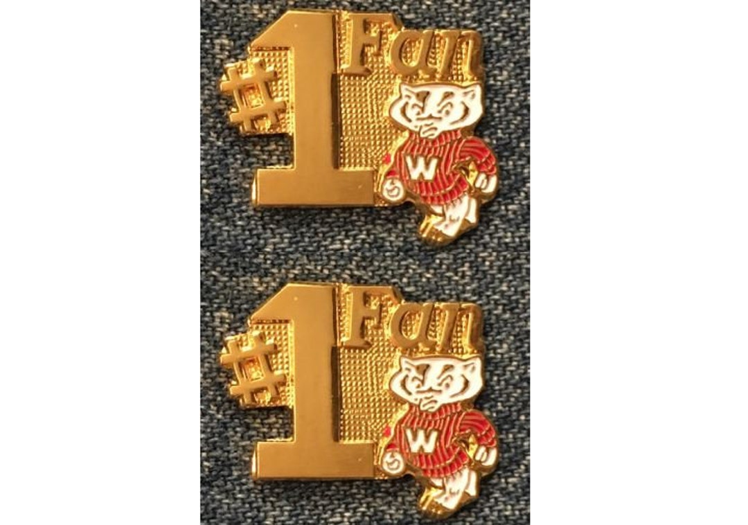 University of Wisconsin ~ Bucky Badger ~ #1 Fan Lapel Pin ~ Set of 2 ...