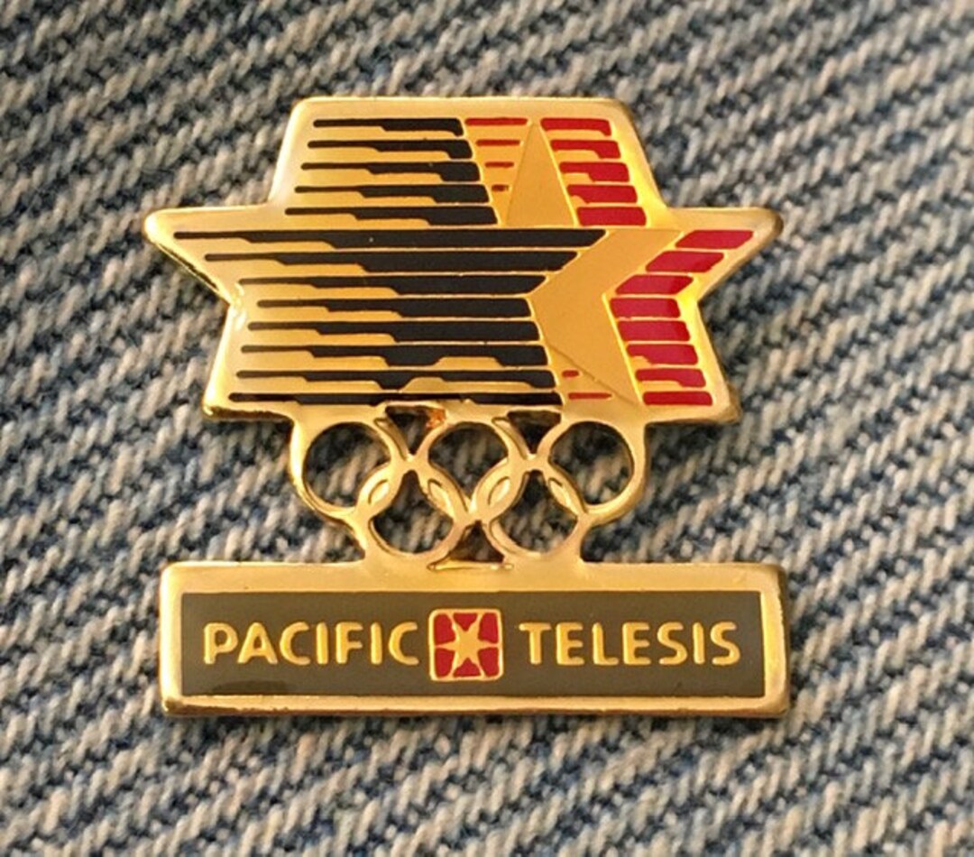 Pacific Telesis Olympic Sponsor Pin 1984 Los Angeles With Stars in ...