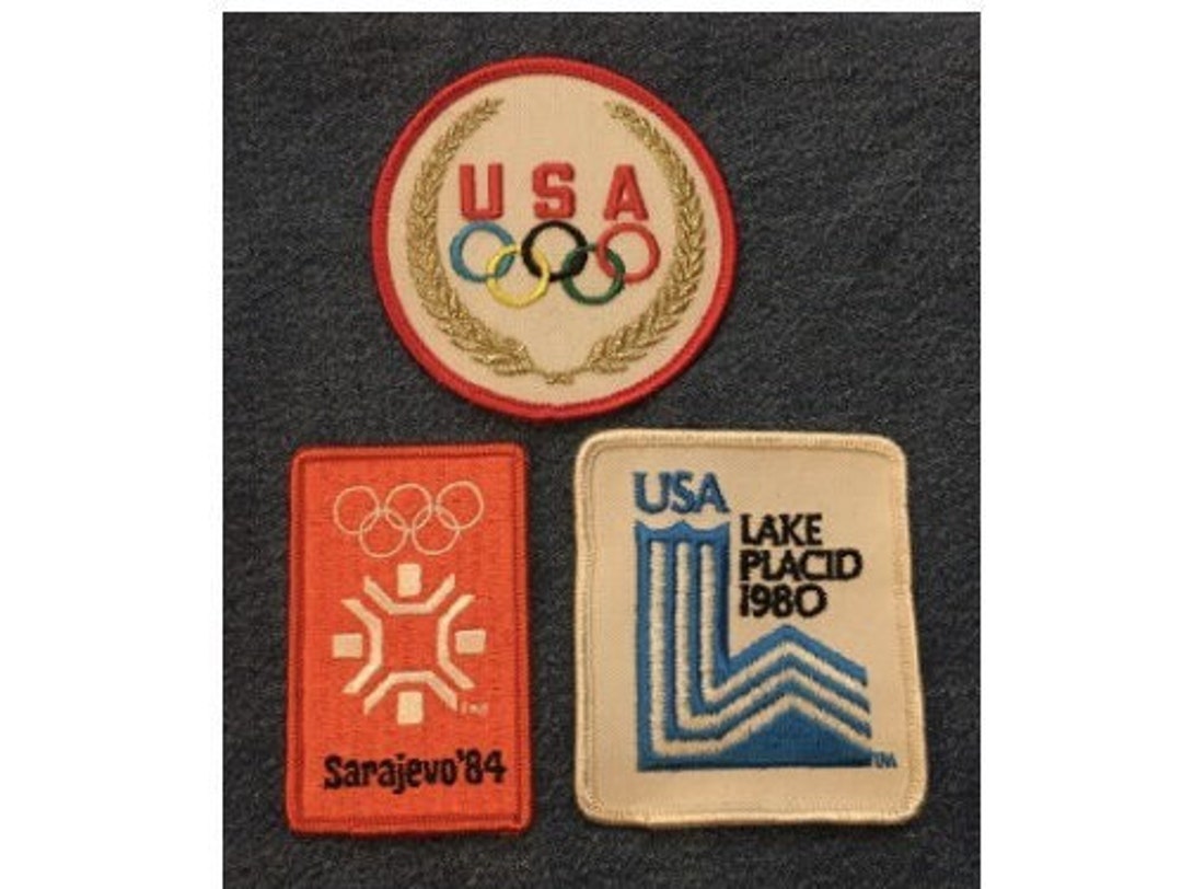 Olympic Sew-on Embroidery Patch Lot of 3 USA-5 Rings 1980 Lake Placid ...
