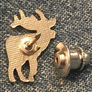Elk Pin ~ 90's Vintage With Extended Post and Jewelers Clasp - Etsy