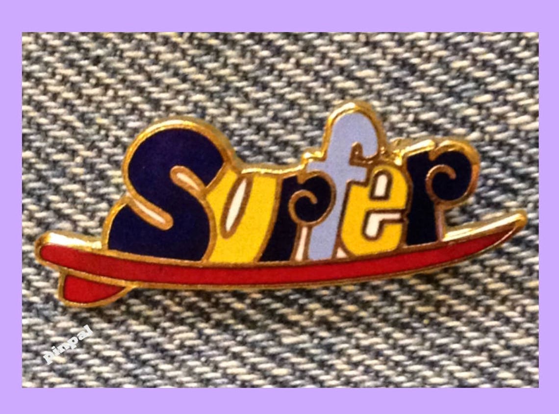 Surfer Pin Surfboard 80's Vintage Cloisonne - Etsy