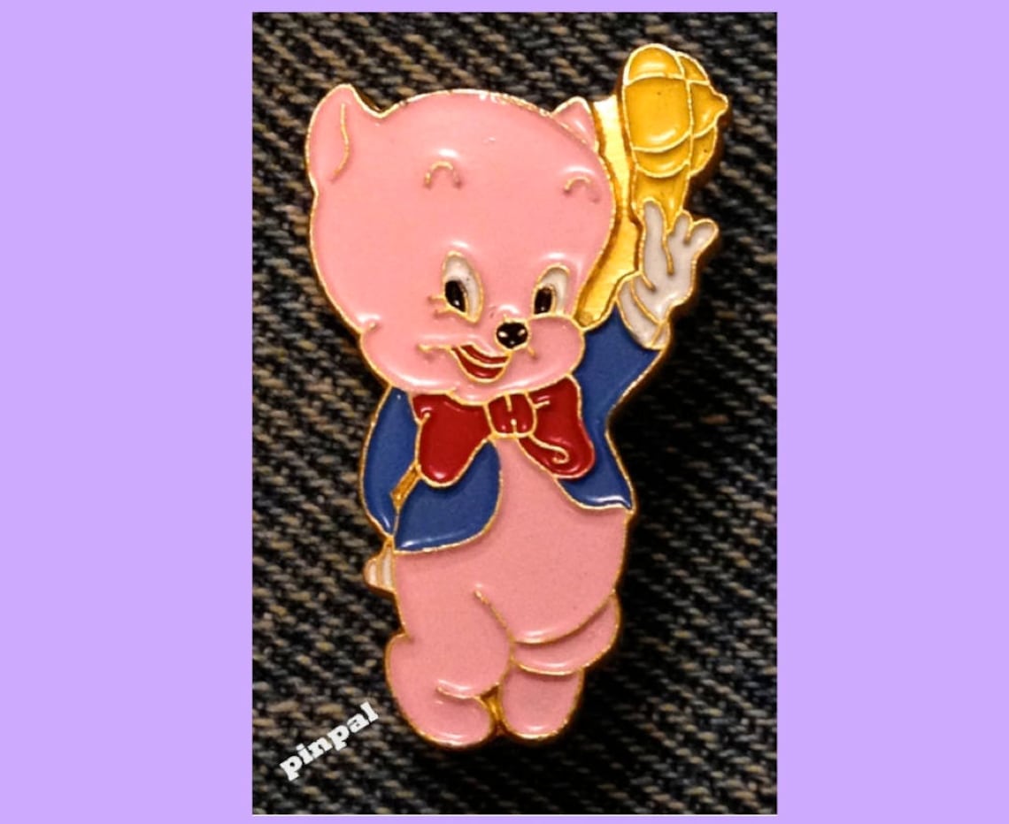Porky Pig Enamel Brooch Pin ~ Warner Bros~wb ~ Looney Tunes ~ 80's ...