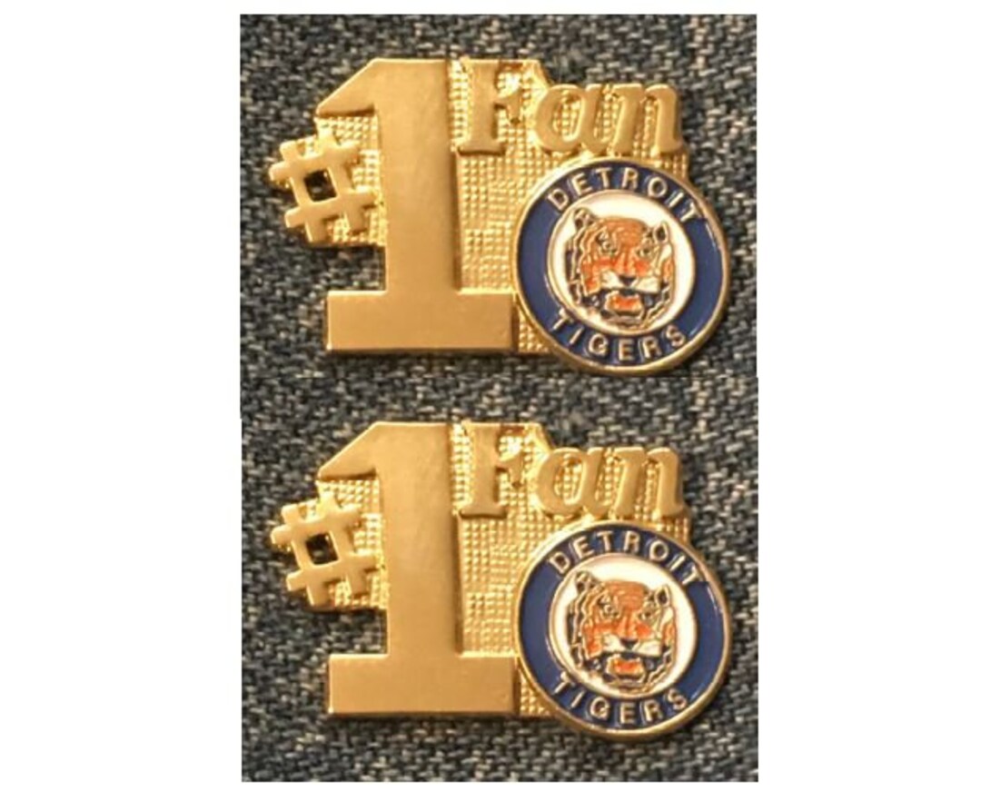 Detroit Tigers Lapel Pin ~ Set of 2 ~ #1 Fan ~ 1987 Vintage ~ MLB ...