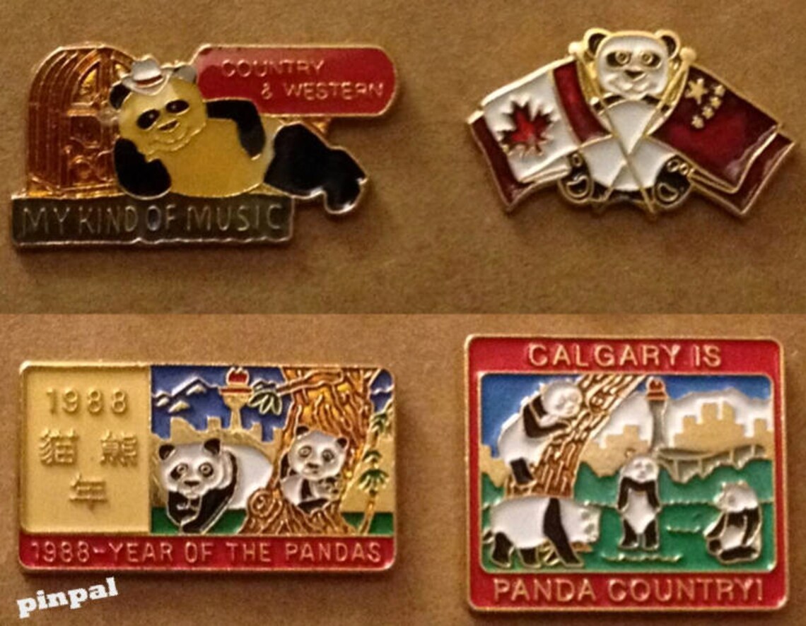 Panda Bear Pins Set of 13 Pins 80's Vintage 1988 | Etsy
