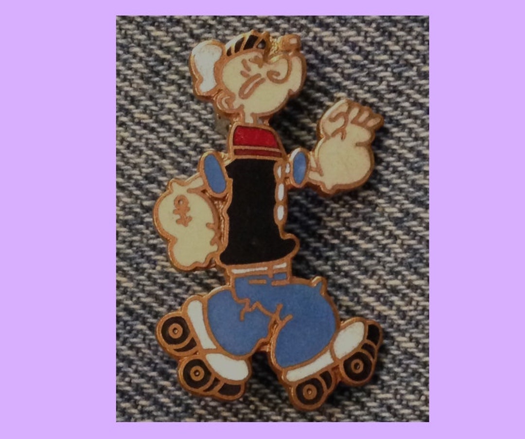 Popeye the Sailor Brooch Pin ~ Roller Skates ~ 80's Vintage by King ...