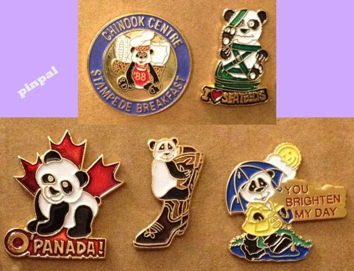 Panda Bear Pins Set of 13 Pins 80's Vintage 1988 - Etsy