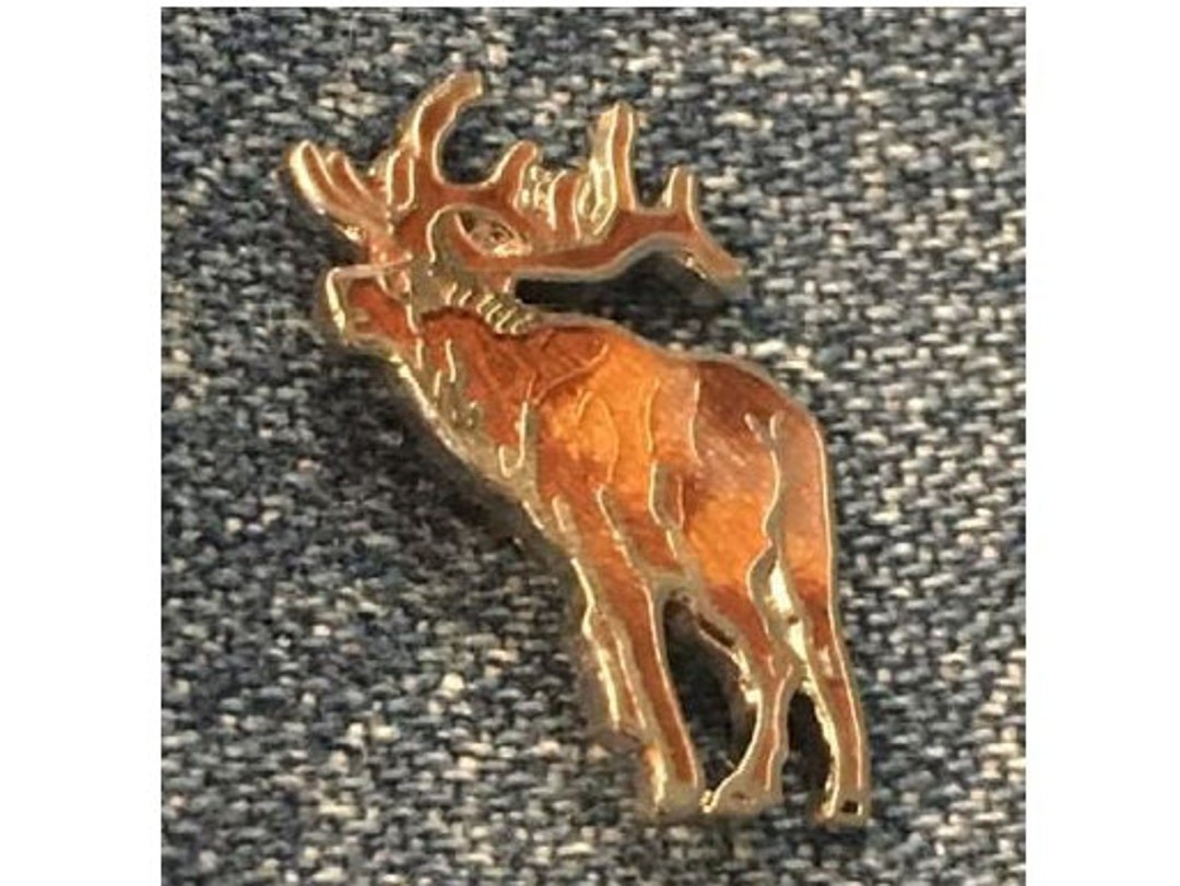 Elk Pin ~ 90's Vintage With Extended Post and Jewelers Clasp - Etsy